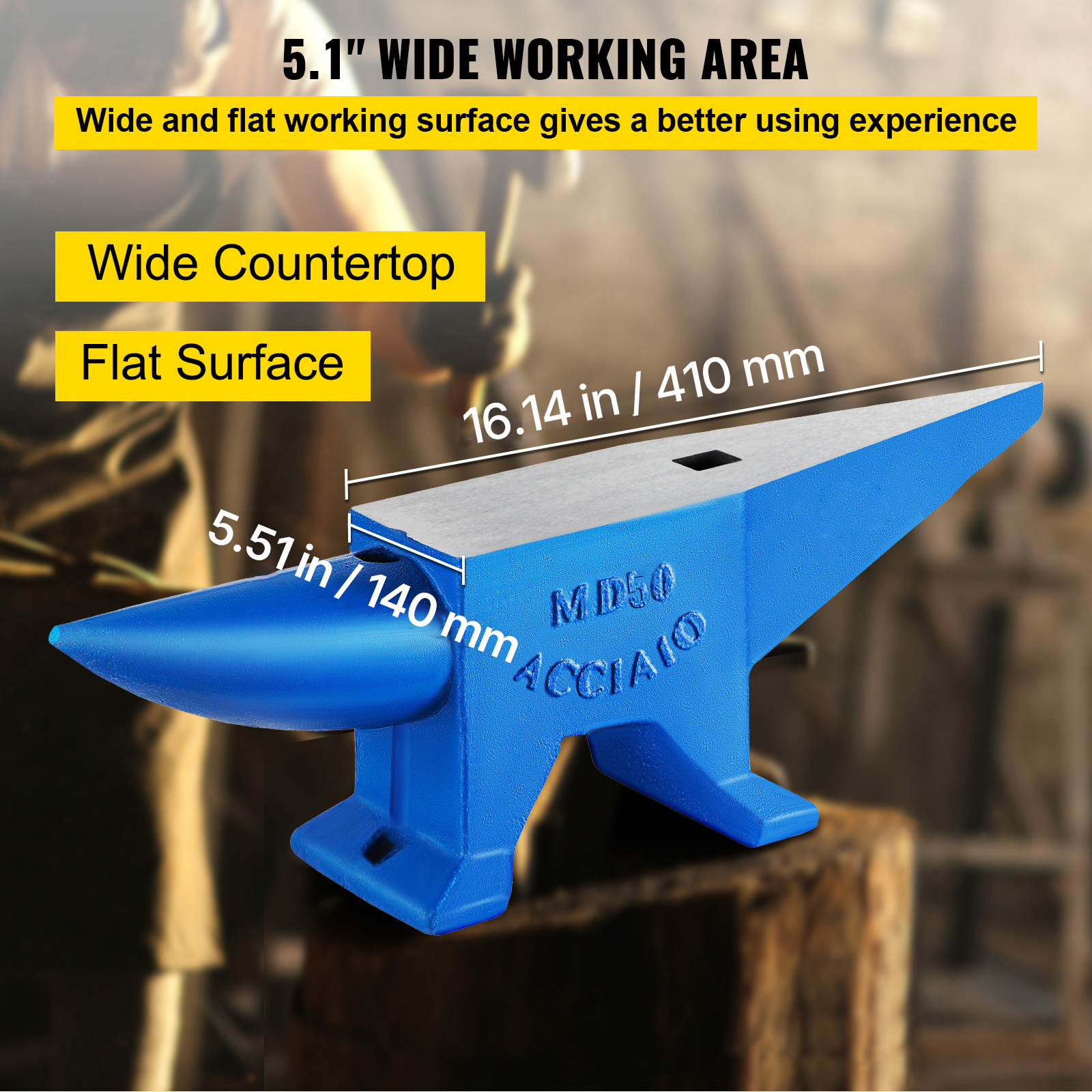 Steel Anvil Blacksmith 110.2LBS (50KG) Forged Steel W/ Round And Square ...
