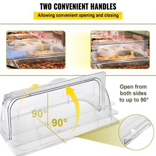 VEVOR 4 Packs Chafing Dish Cover Clear 21"x13"x17" Full Size Roll Top ...