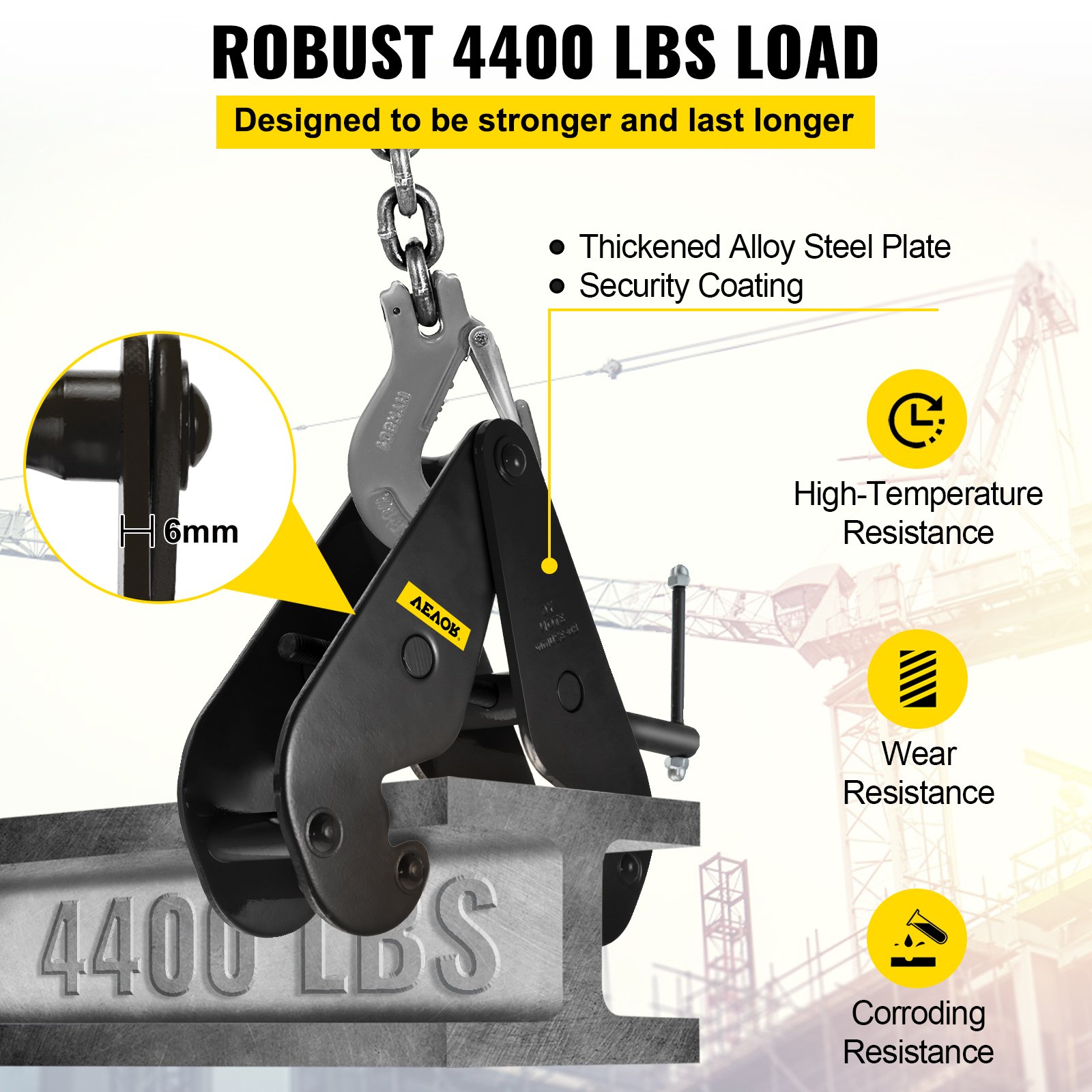 VEVOR Beam Clamp 4400lbs/2ton Capacity I Beam Lifting Clamp 3inch-9inch ...