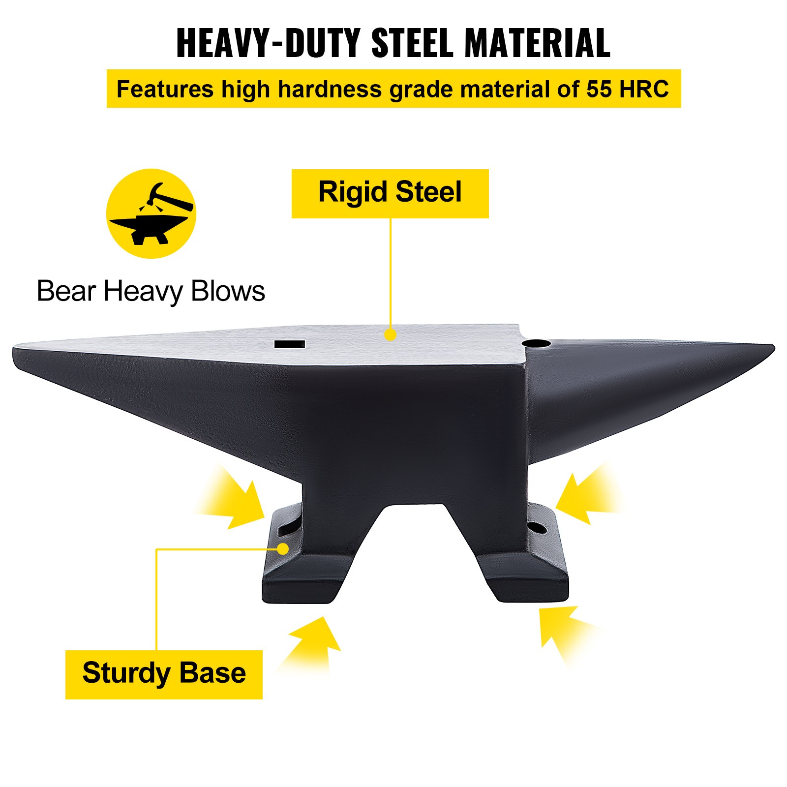 VEVOR Cast Iron Anvil, 110 Lbs(50kg) Single Horn Anvil with Large ...