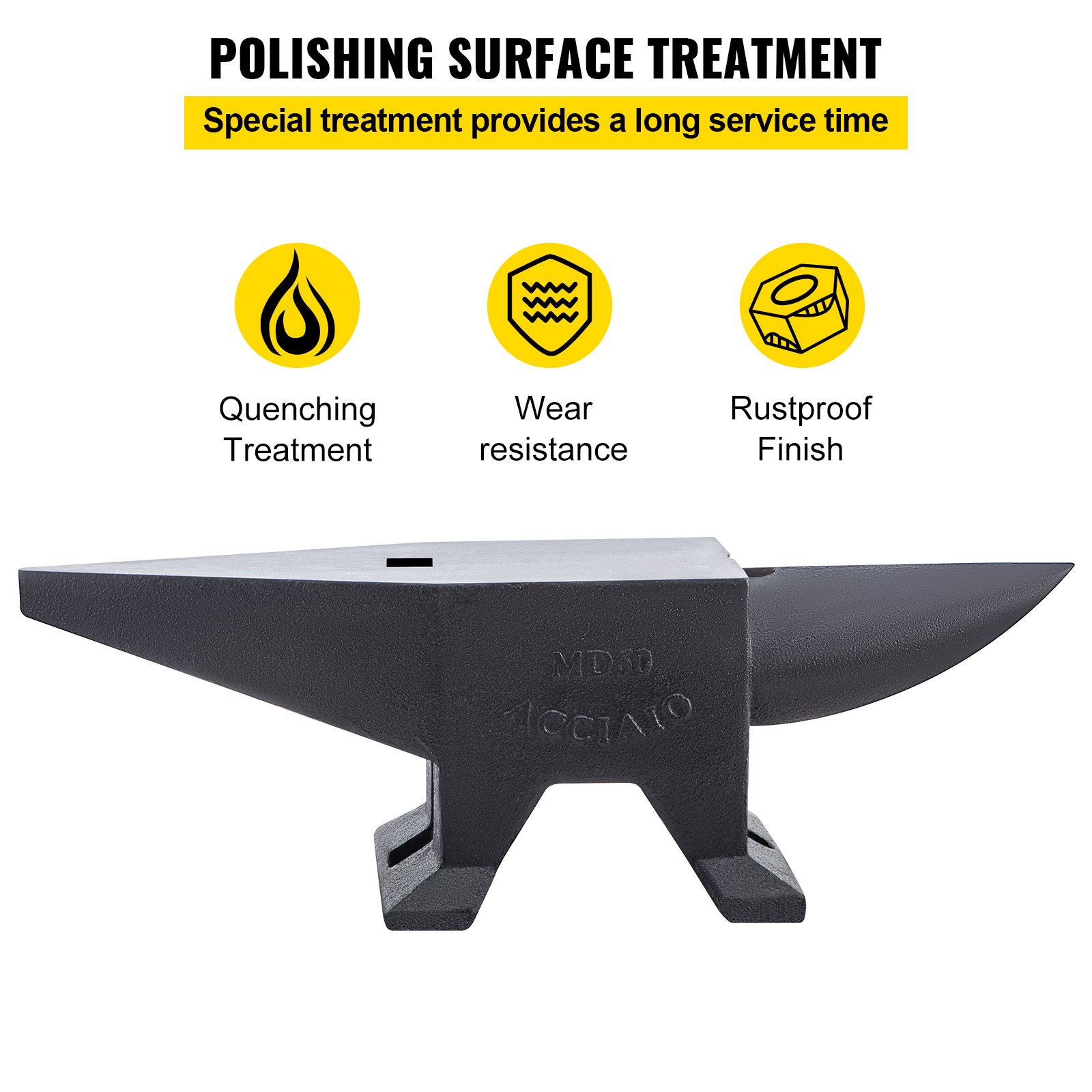 VEVOR Cast Iron Anvil, 132 Lbs(60kg) Single Horn Anvil with Large ...