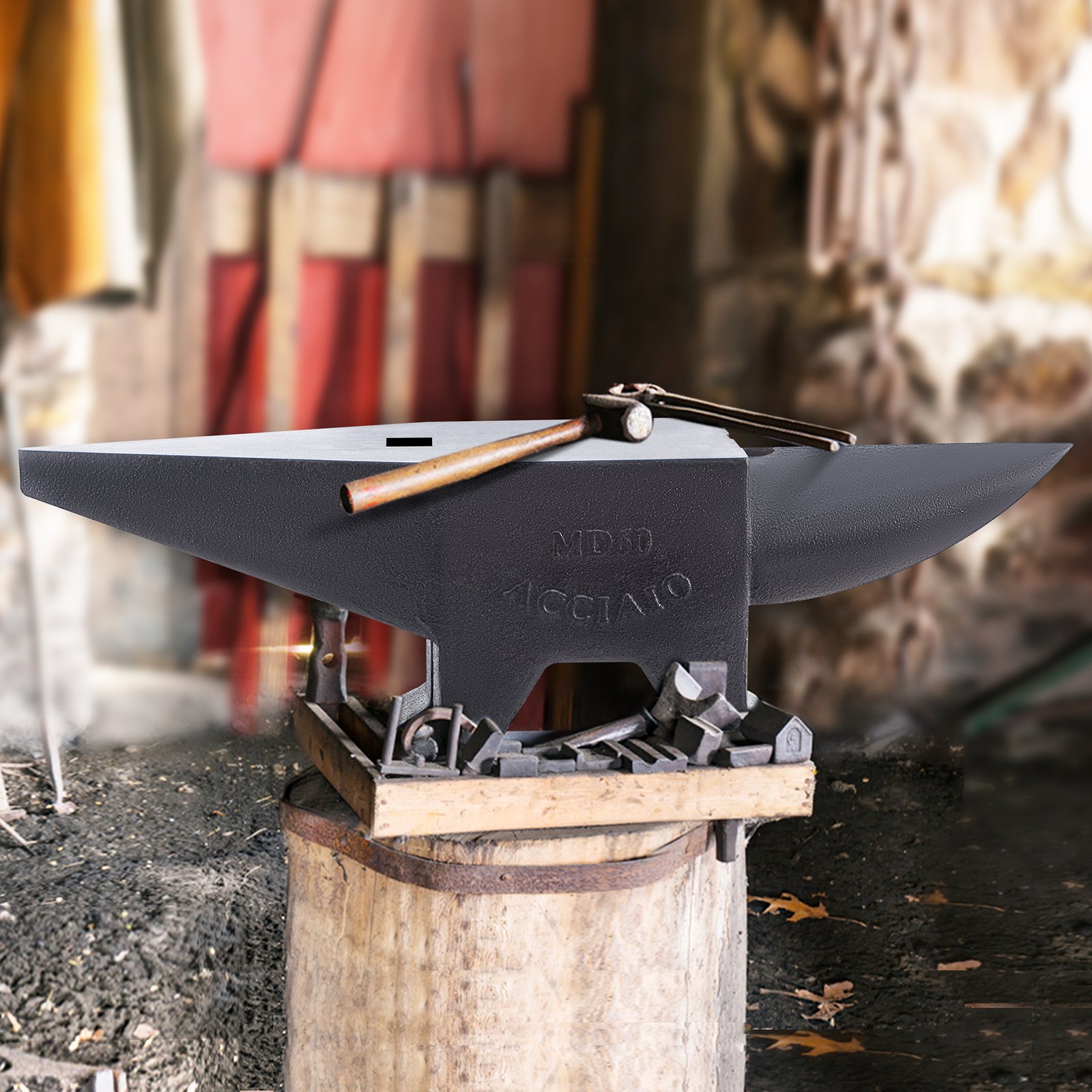 VEVOR Cast Iron Anvil, 132 Lbs(60kg) Single Horn Anvil with Large ...