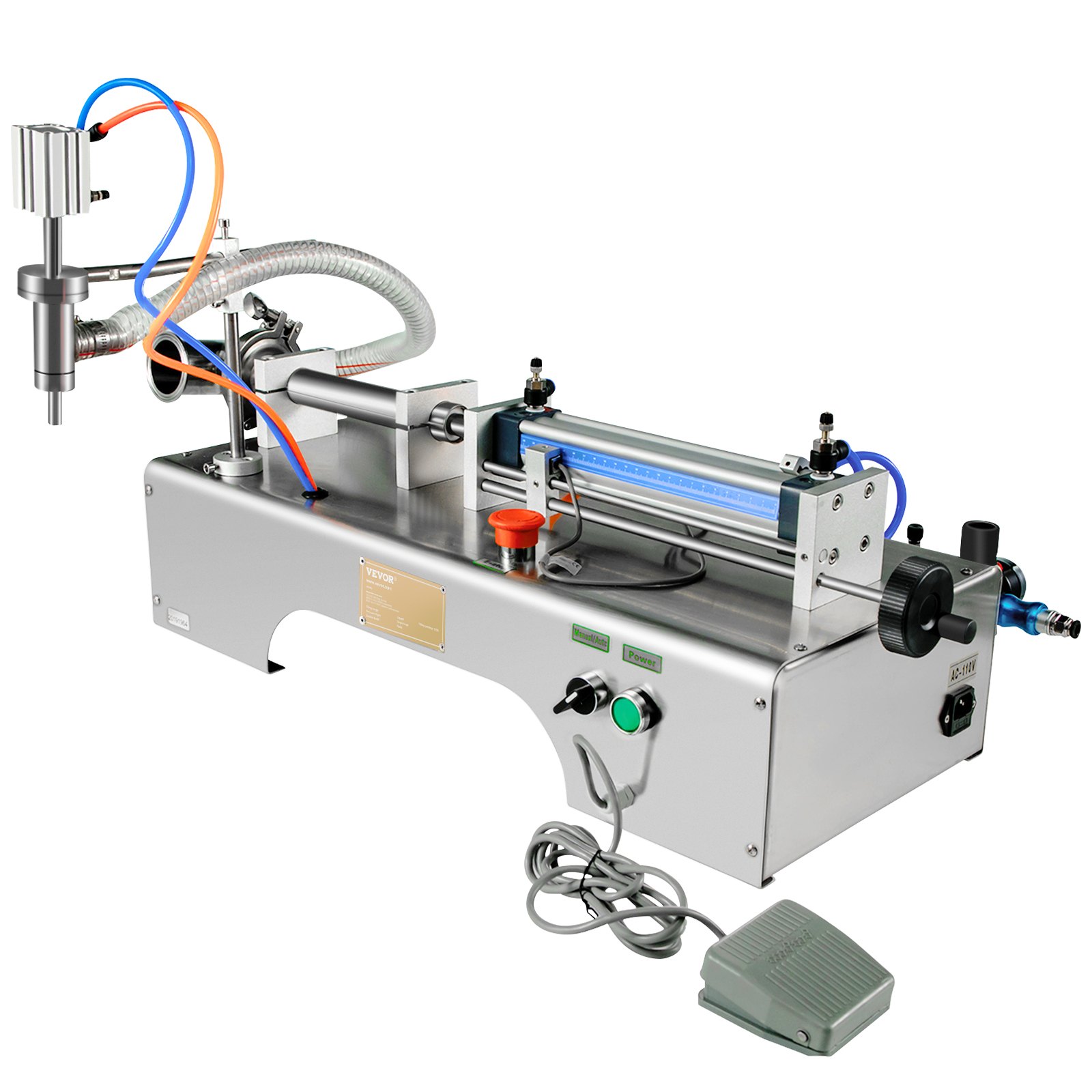 VEVOR Horizontal Pneumatic Liquid Filling Machine 50-500ml, Pneumatic ...
