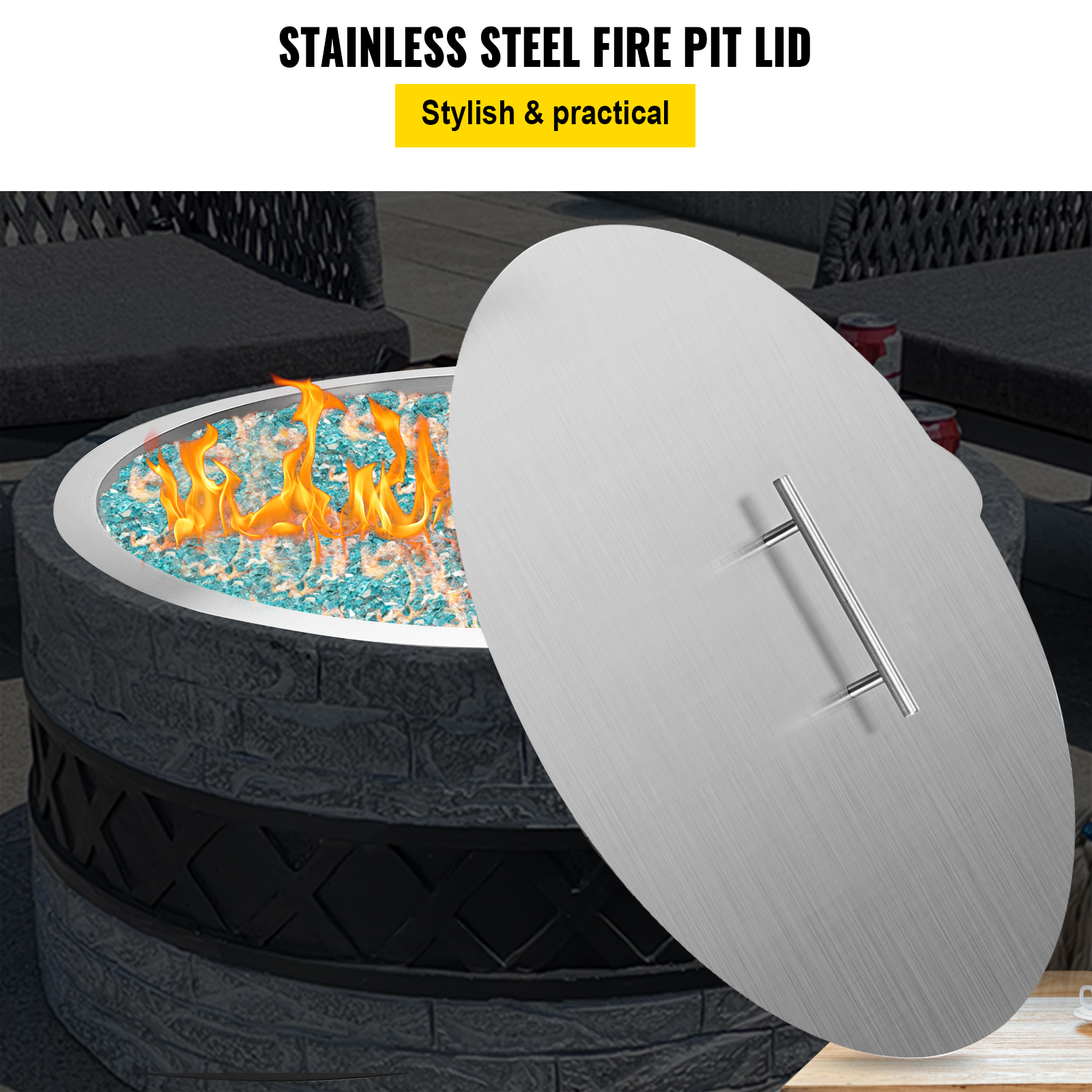 Double Flame Fire Pit Lid Cover 20 Diameter Proctecter Outdoor 304 ...
