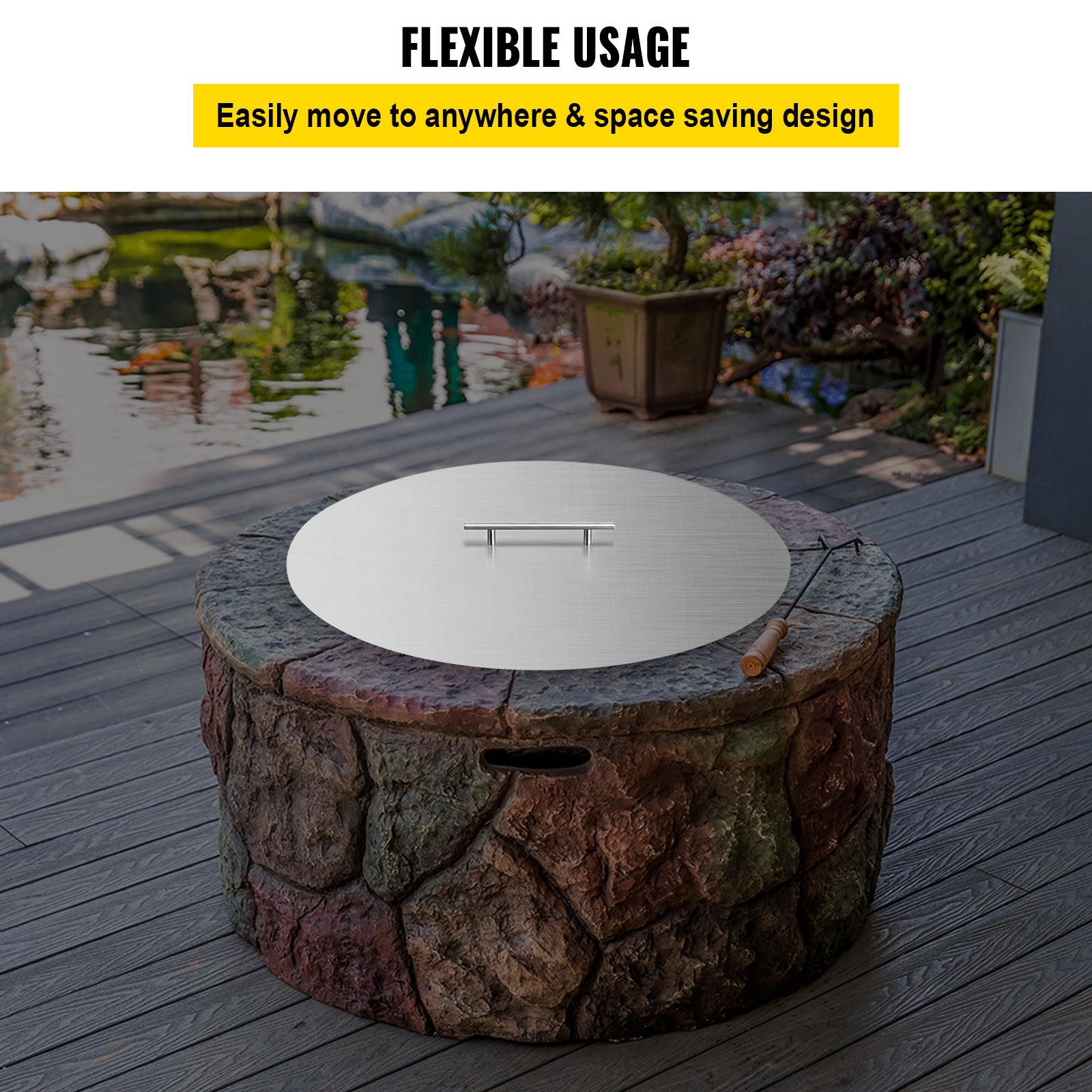 Double Flame Fire Pit Lid Cover 20 Diameter Proctecter Outdoor 304 ...