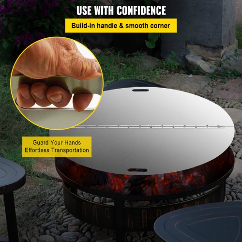 VEVOR Stainless Steel Cover For Fire Pit Pan 40" Diameter | VEVOR AU