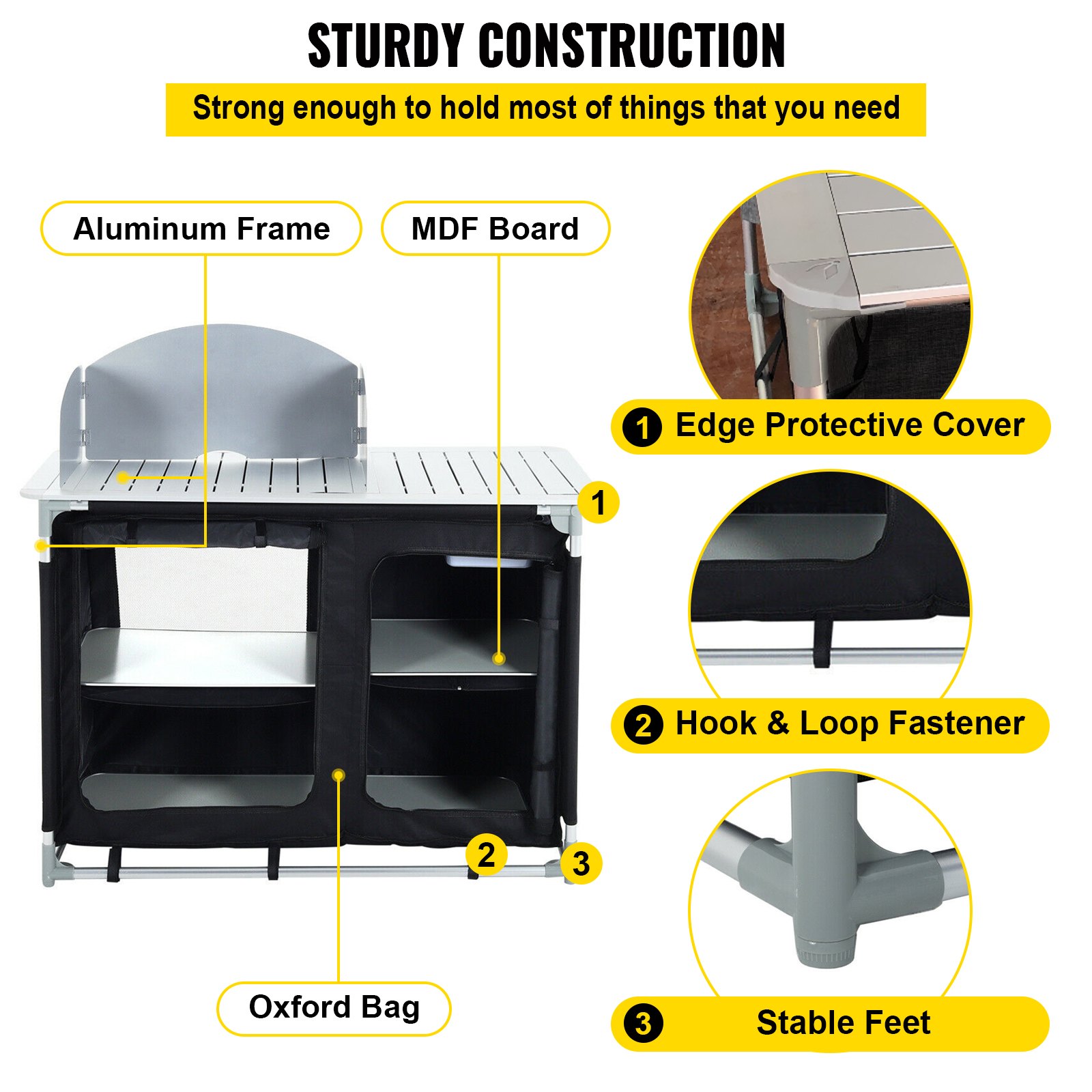VEVOR Foldable Camping Kitchen Portable Outdoor Kitchen Storage Bag ...