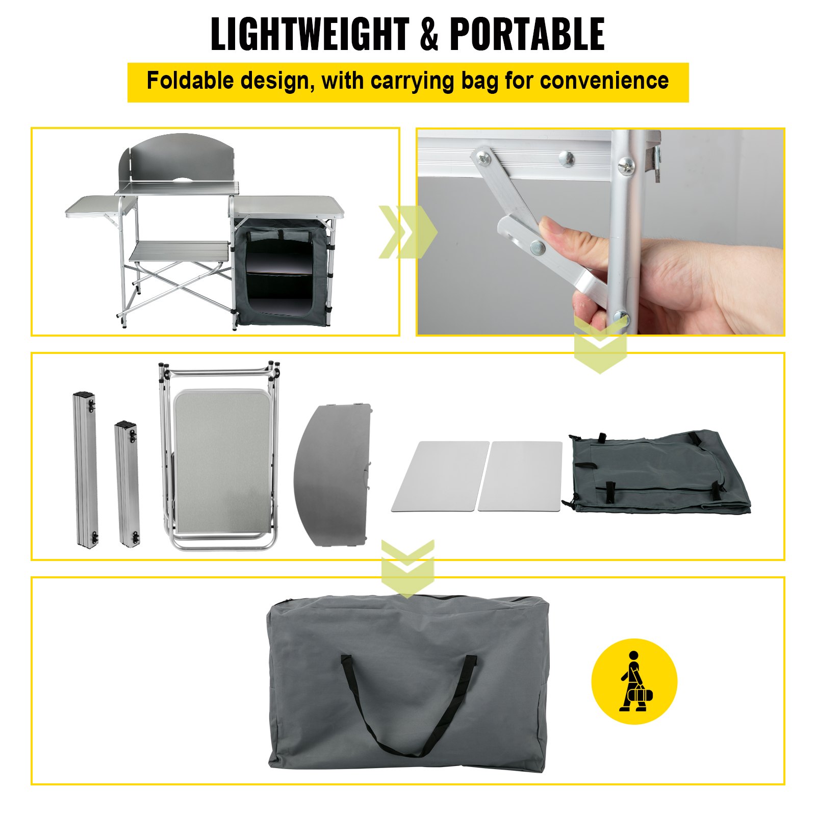 VEVOR Foldable Camping Kitchen Portable Outdoor Kitchen Storage Bag ...