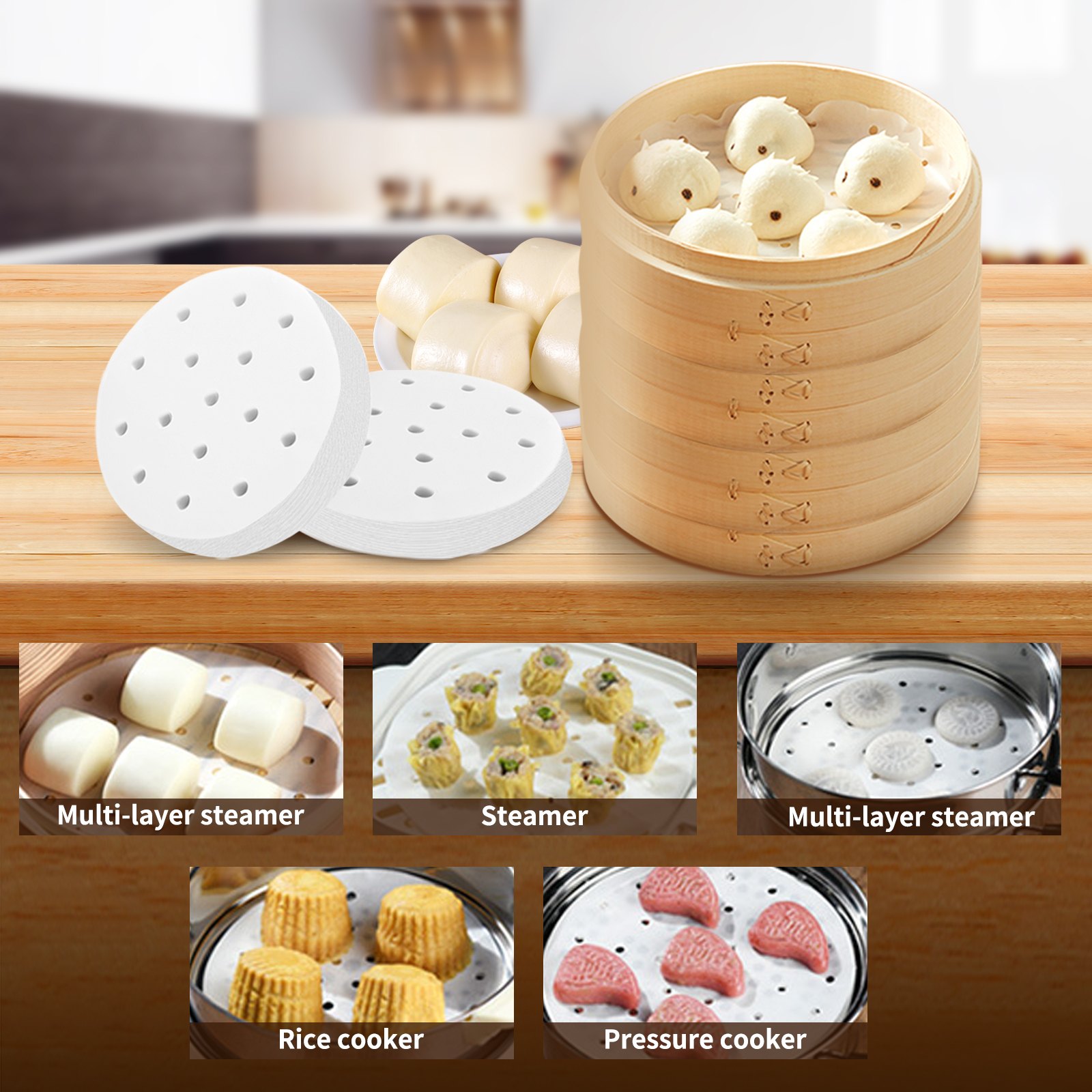 VEVOR Steam Paper Liners, 500PCs Air Fryer Parchment Paper, 5-Inch Air ...