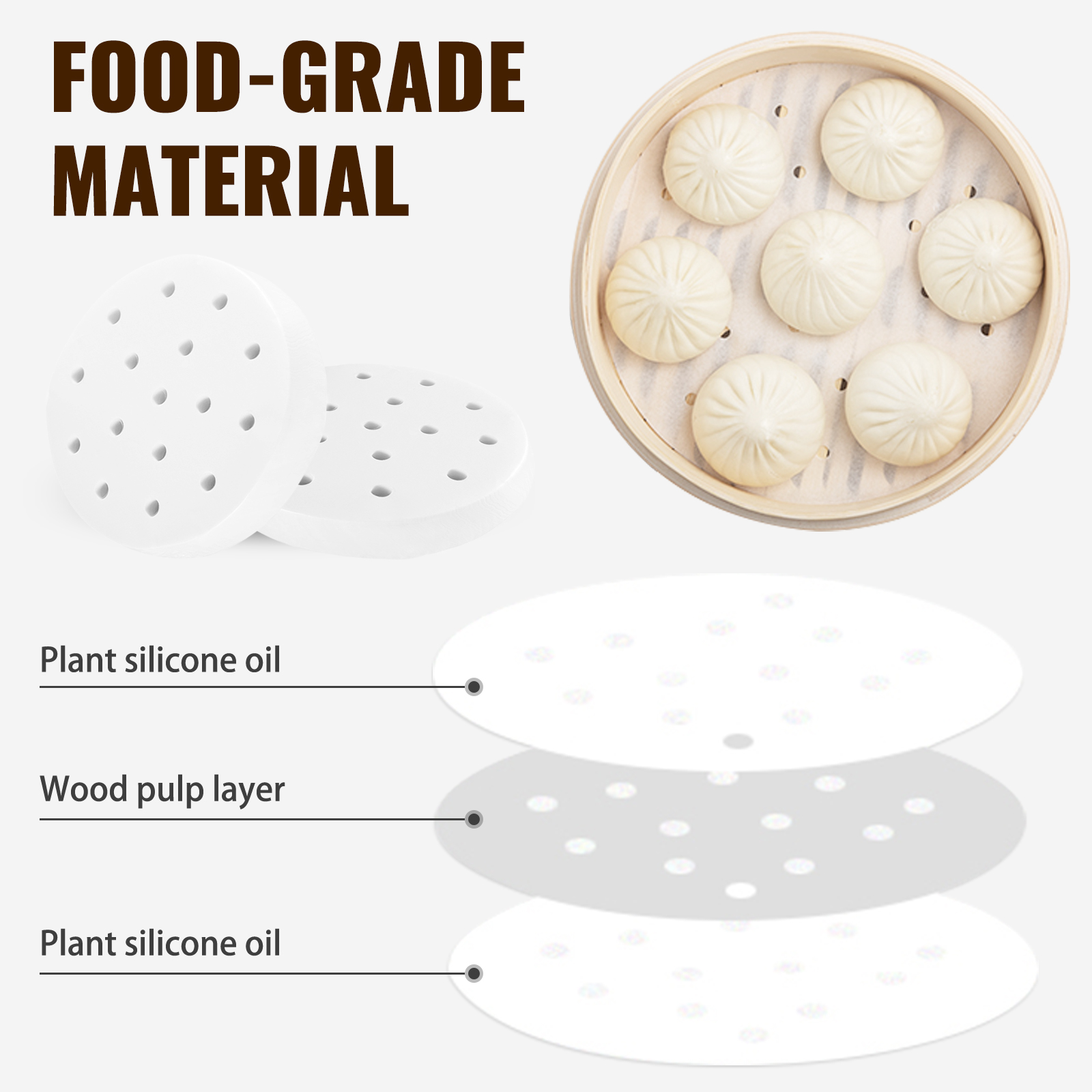 VEVOR Steam Paper Liners, 500PCs Air Fryer Parchment Paper, 5-Inch Air ...