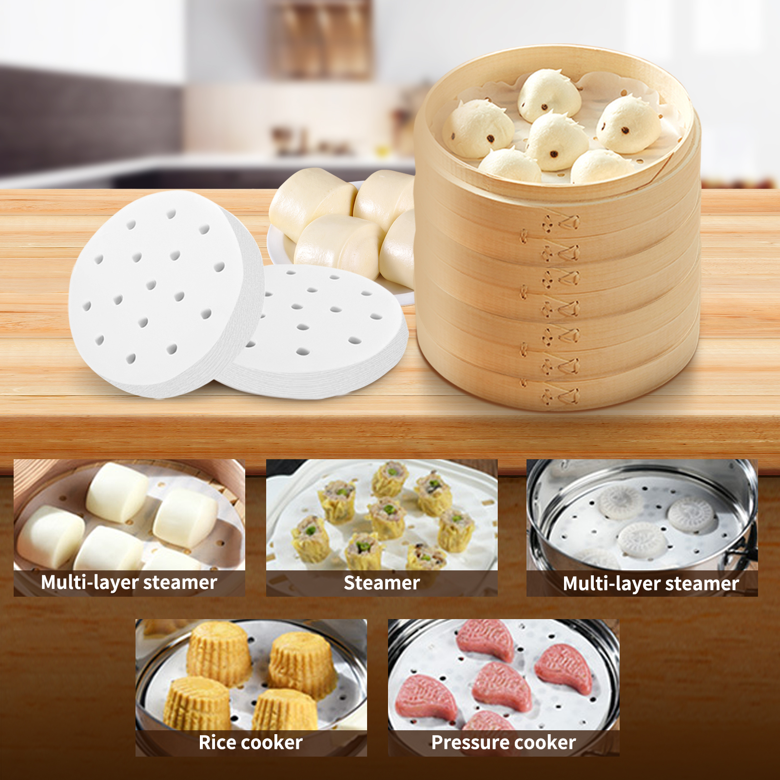VEVOR Steam Paper Liners, 500PCs Air Fryer Parchment Paper, 5-Inch Air ...
