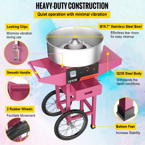 Electric Cotton Candy Maker With Cart Commercial Festival Sugar Floss ...