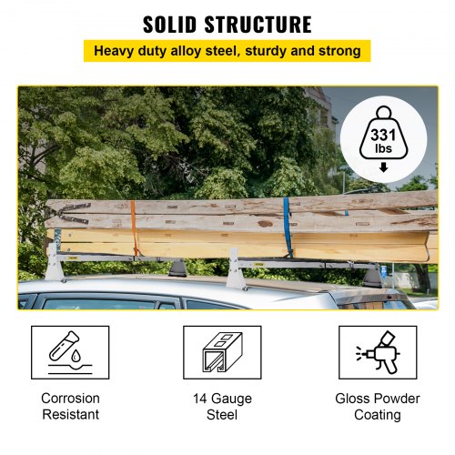 VEVOR Van Roof Ladder Rack, 2 Bars, 331 LBS Capacity, 52"-63.8 ...
