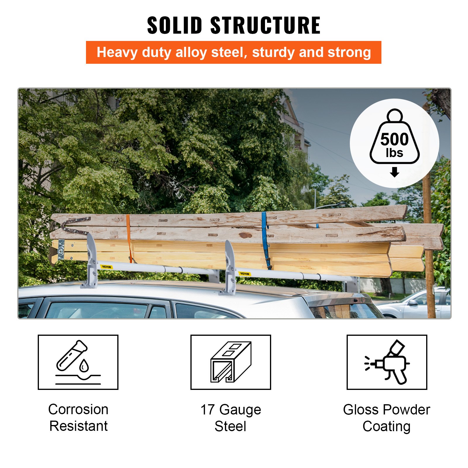 VEVOR Roof Ladder Rack Van Ladder Rack 34.6"-56" Adjustable 3 Bars 500 ...