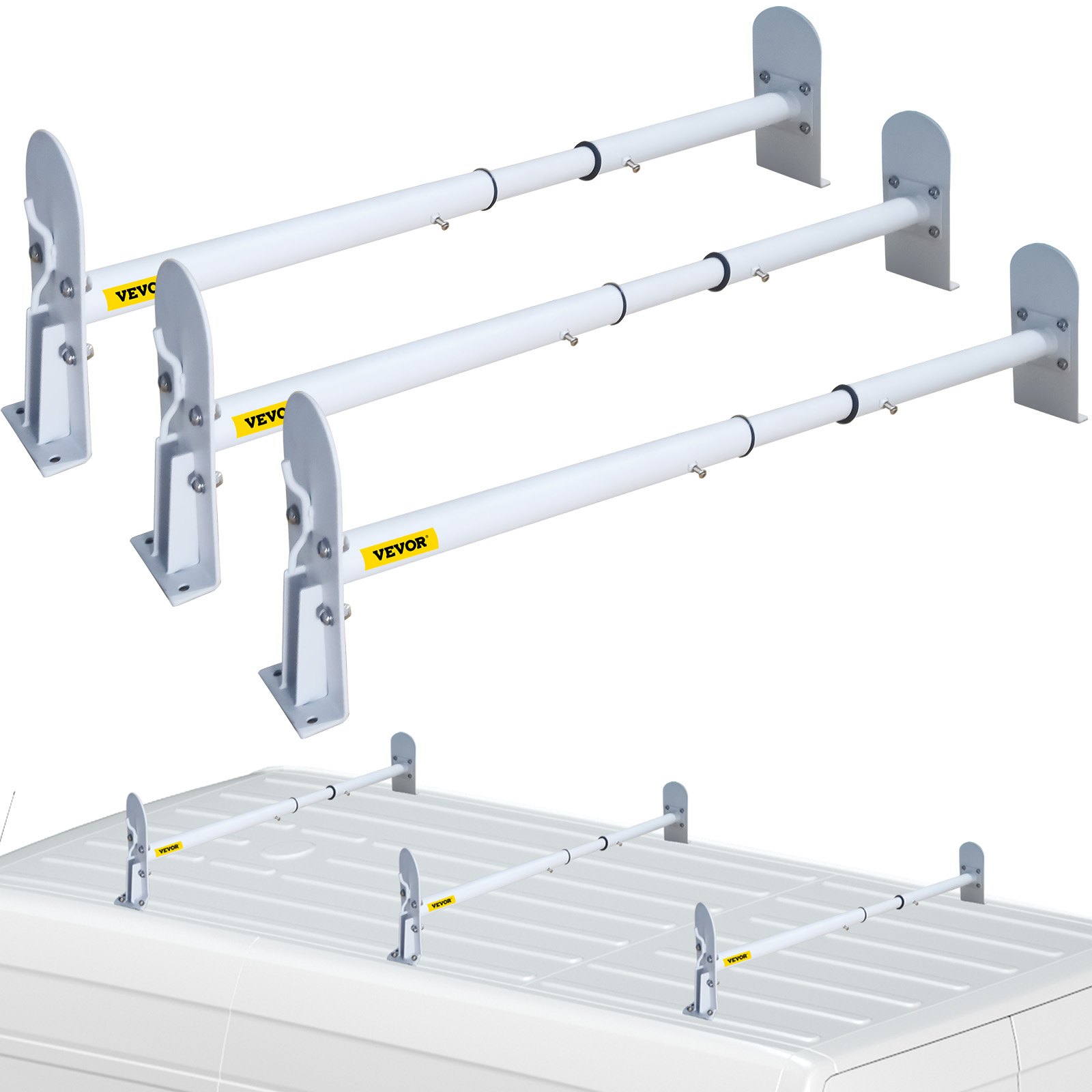 VEVOR Roof Ladder Rack Van Ladder Rack 34.6"-56" Adjustable 3 Bars 500 ...