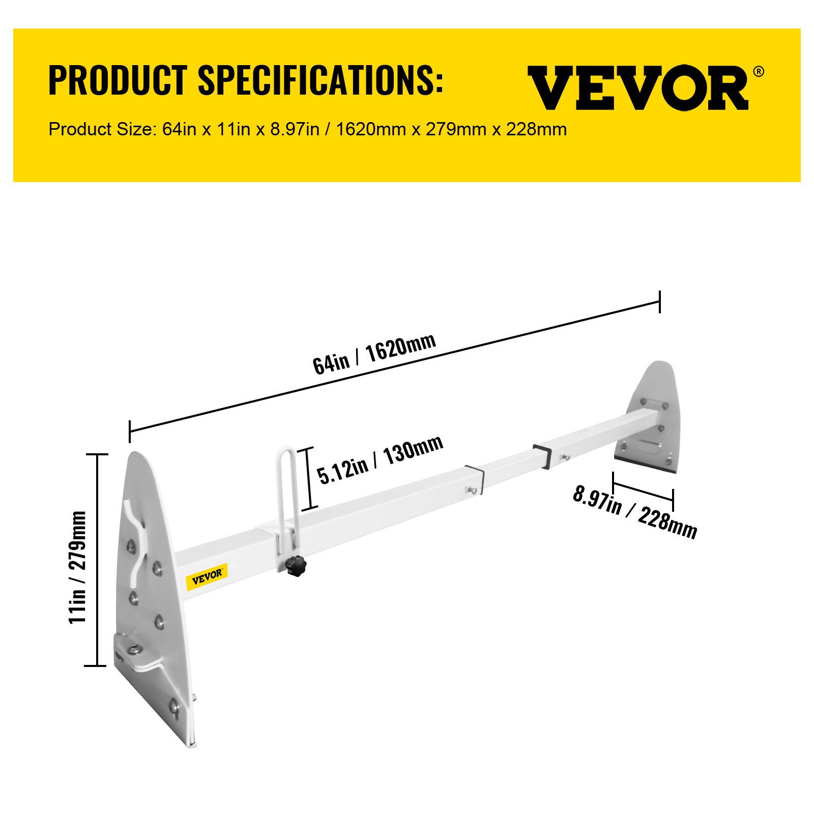 VEVOR Roof Ladder Rack Van Ladder Rack with Ladder Stoppers 52"-64" 3 ...