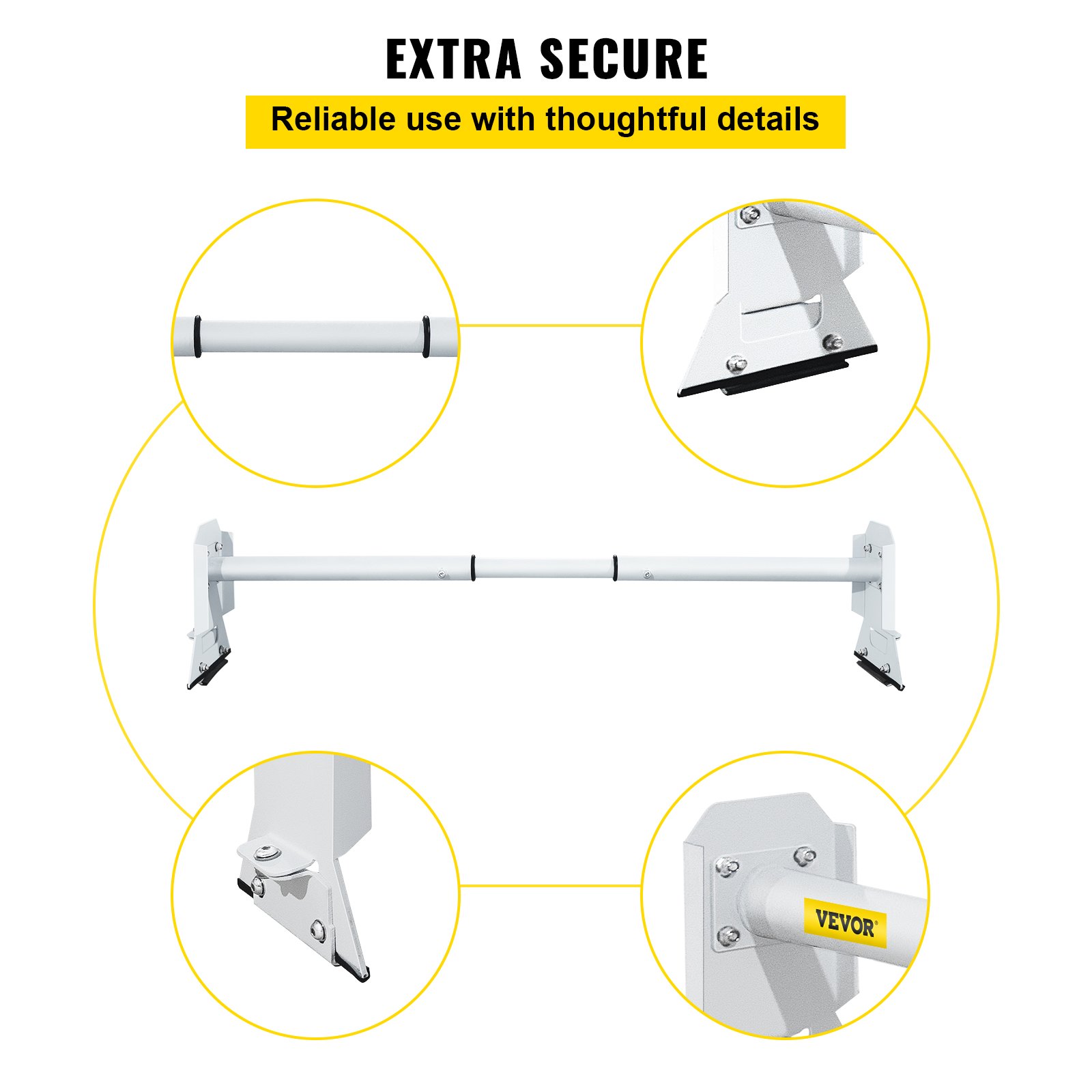 VEVOR Van Roof Ladder Rack, 3 Bars, 661 LBS Capacity, Heavy Duty 34.6 ...