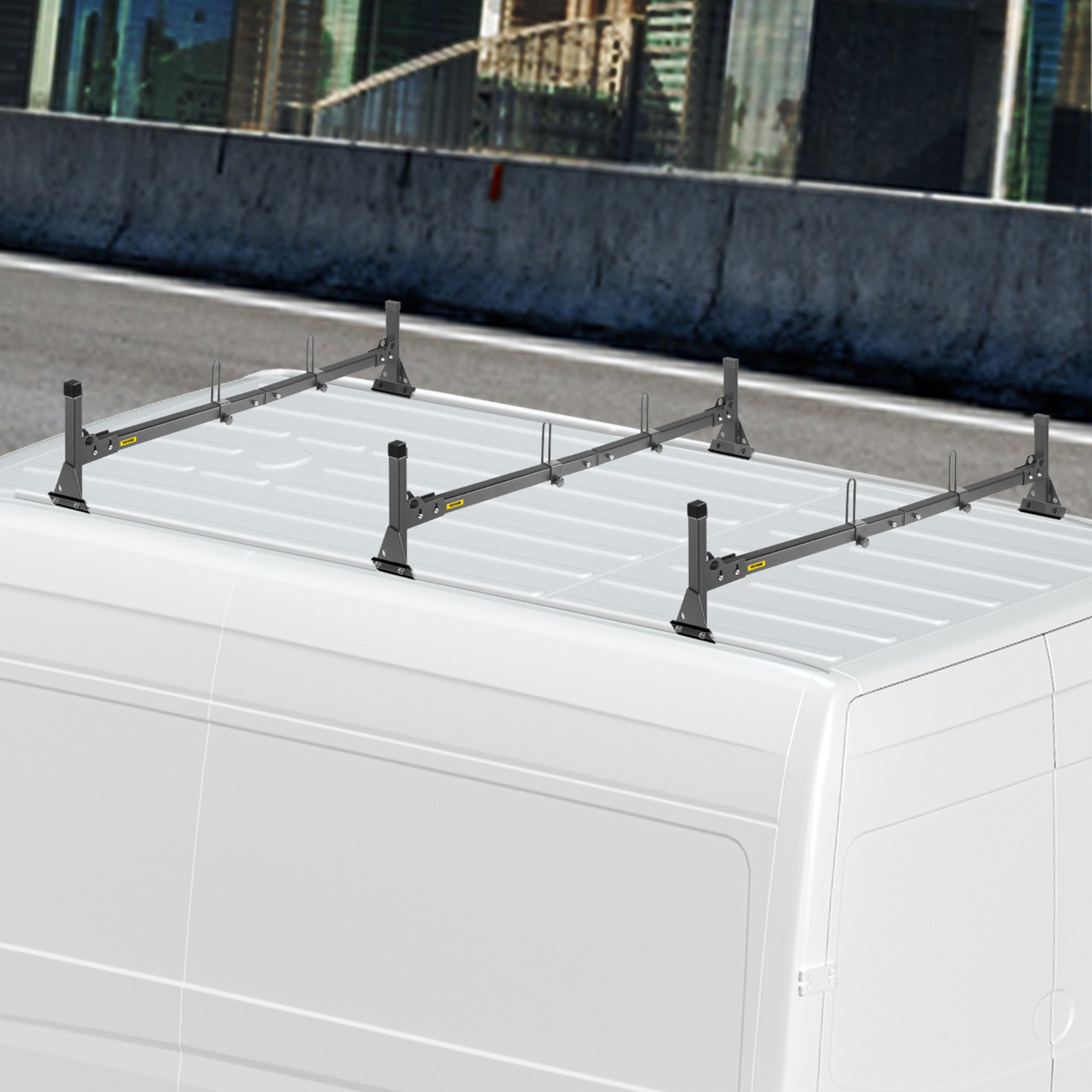 VEVOR Van Ladder Roof Racks, 3 Bars, 661 LBS Capacity, Adjustable Matte ...