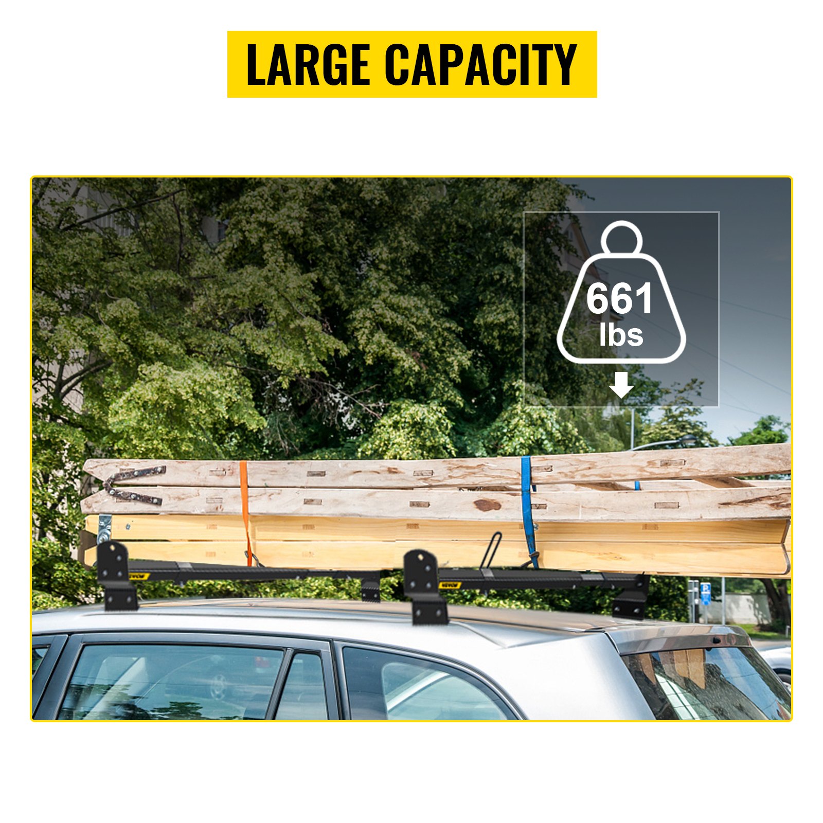 VEVOR Roof Ladder Rack Van Ladder Rack 55"-63" Adjustable 2 Bars 661 ...