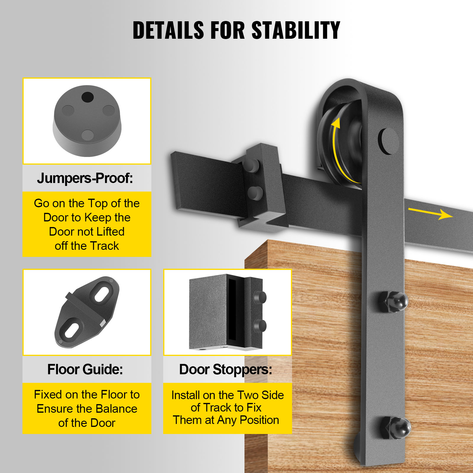 VEVOR Sliding Barn Door Hardware Kit, 9FT Barn Door Kit, 330LBS Load ...