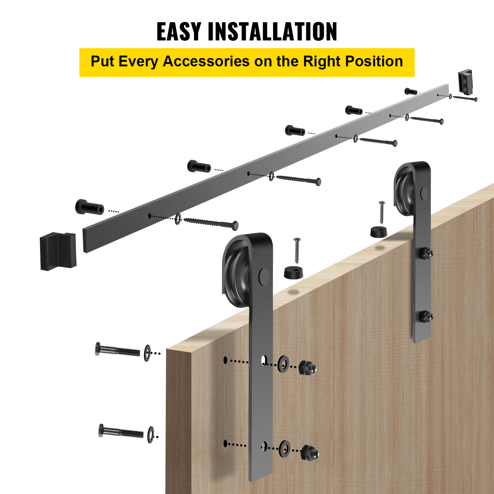VEVOR Sliding Barn Door Hardware Kit, 10FT Barn Door Kit, 330LBS Load ...