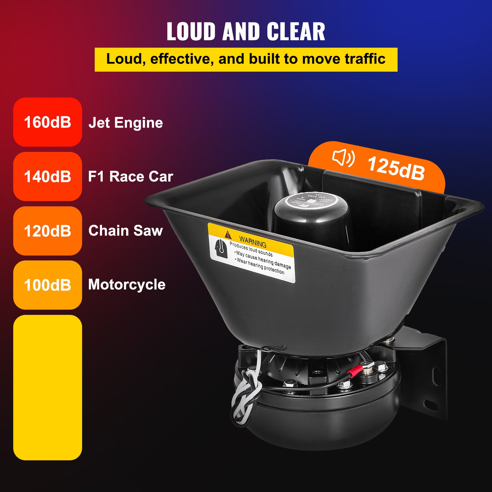 VEVOR 200W Car Warning Alarm Vehicle 7 Sound Loud Warning Alarm Kit MIC ...