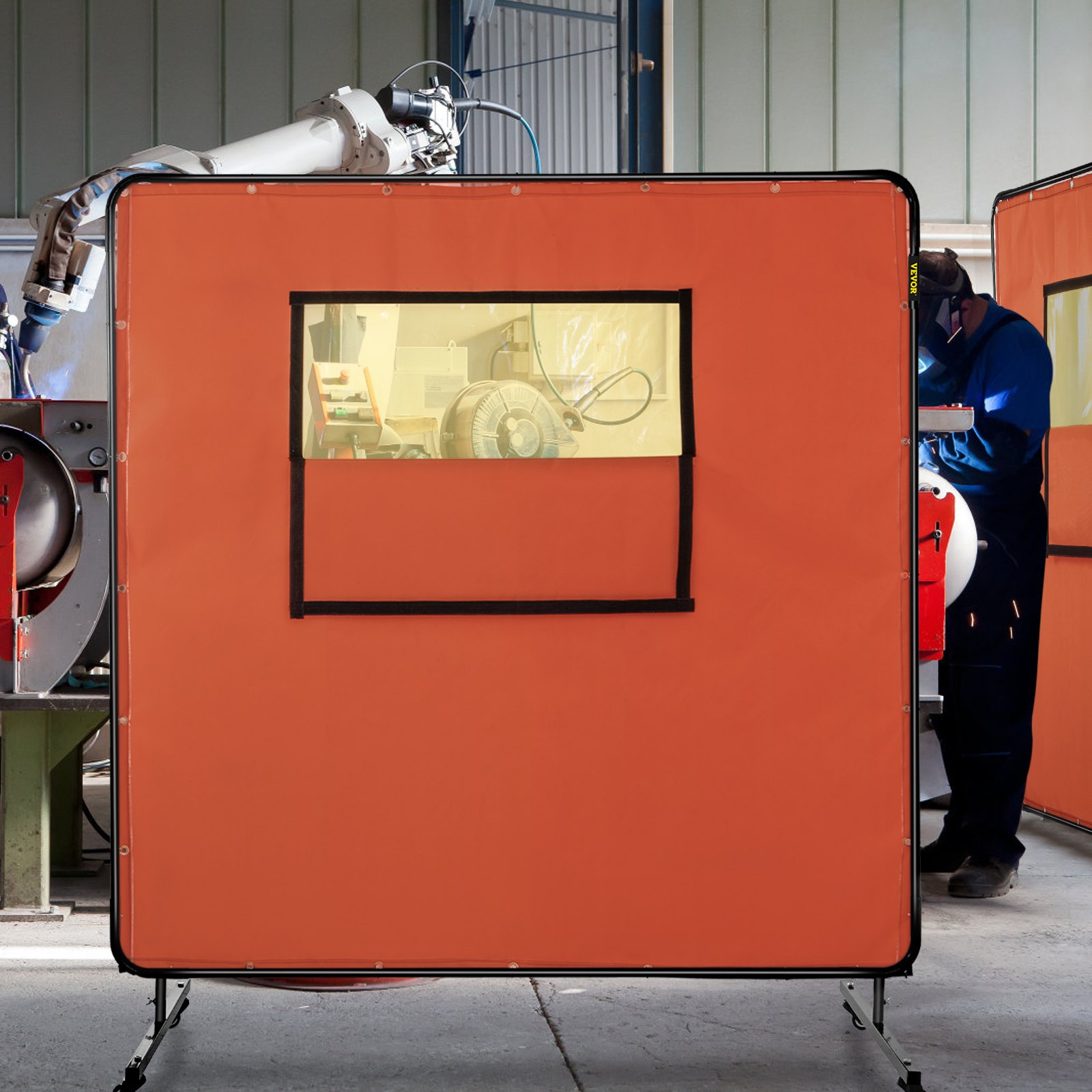 VEVOR Welding Curtain, 6' x 6', Welding Screen with Metal Frame & 4 ...