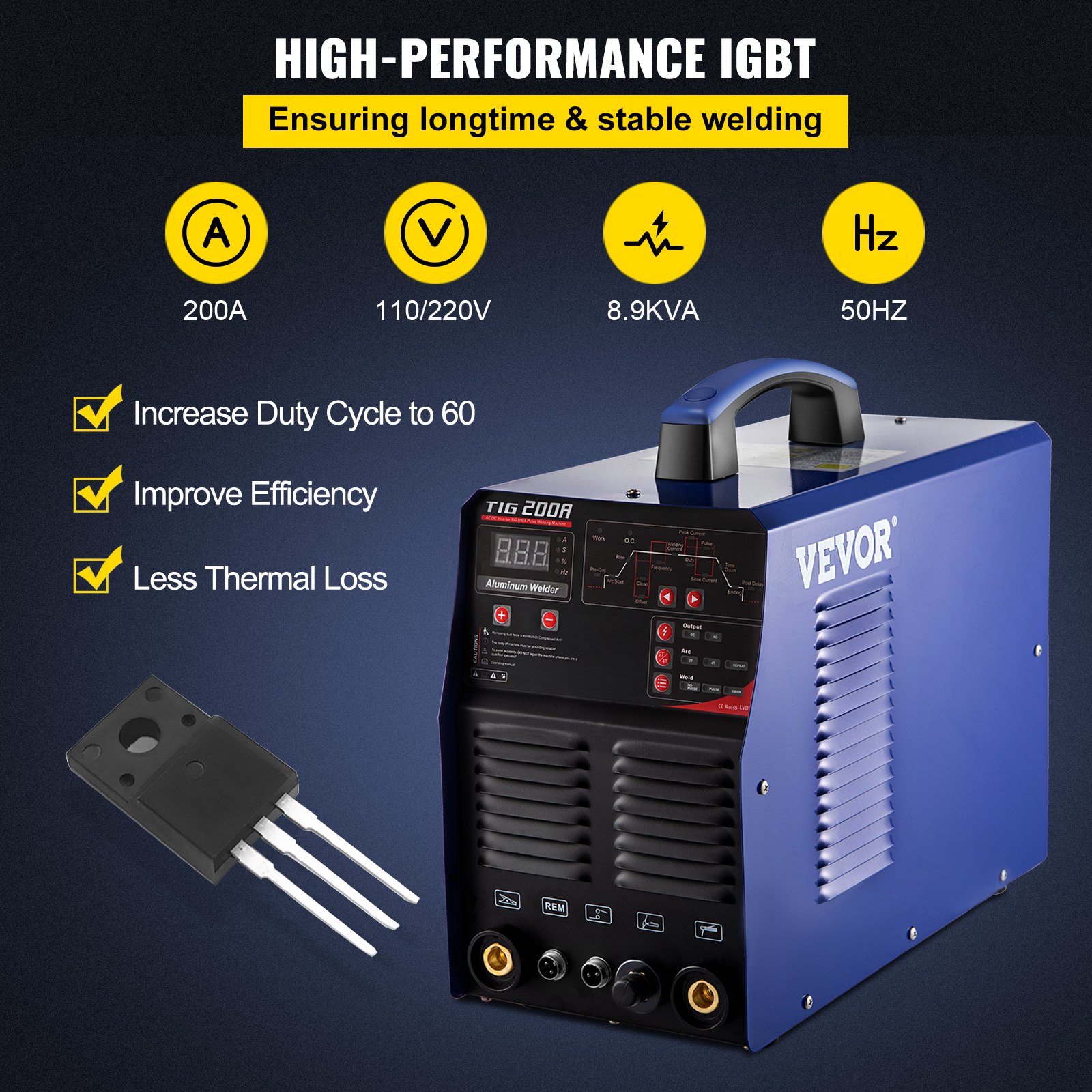 VEVOR TIG Welder AC/DC, 3 in 1 TIG/MMA/ARC Welding Machine with 110 ...