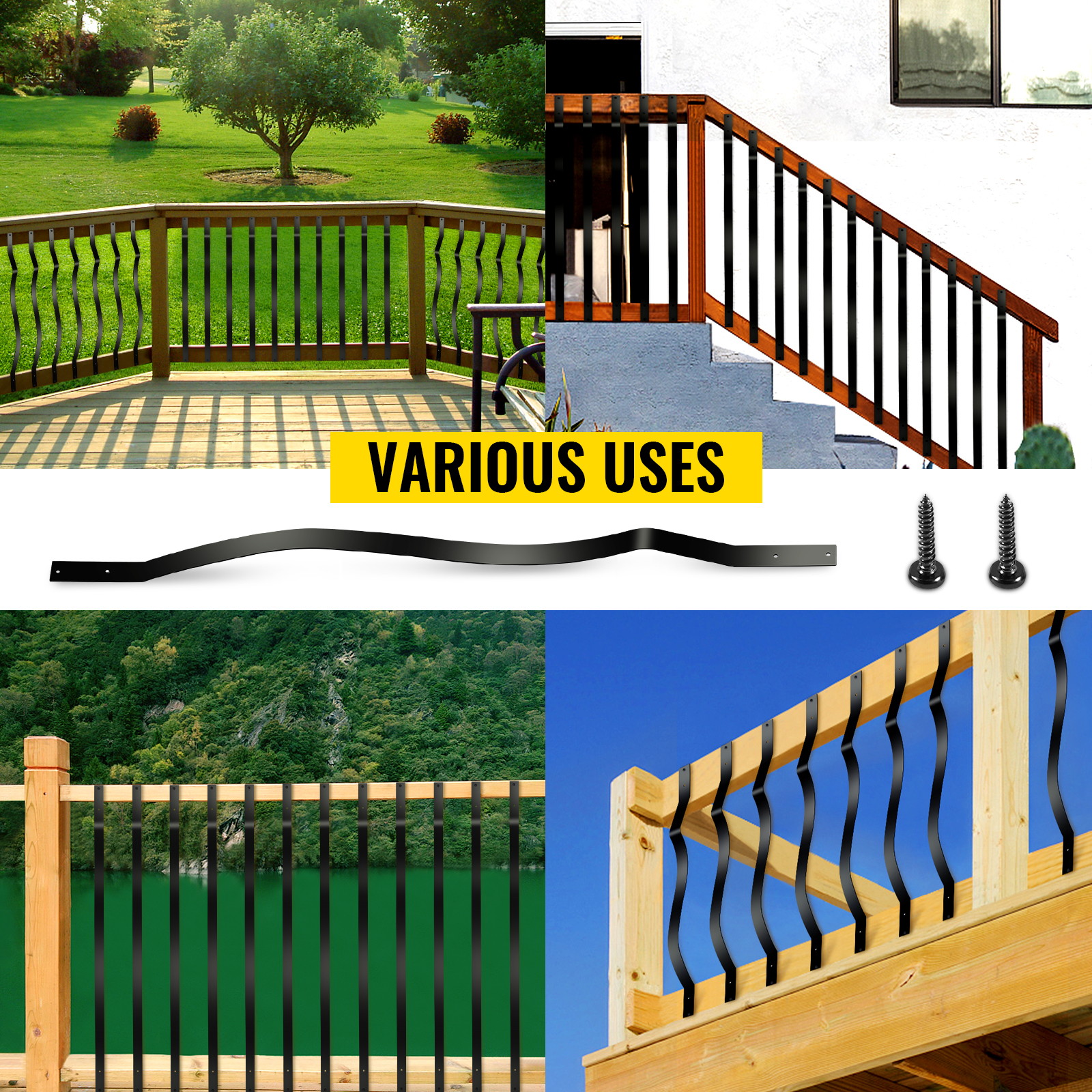 Vevor Deck Balusters Metal Deck Spindles 26 Pack 32.25" Aluminum Alloy ...