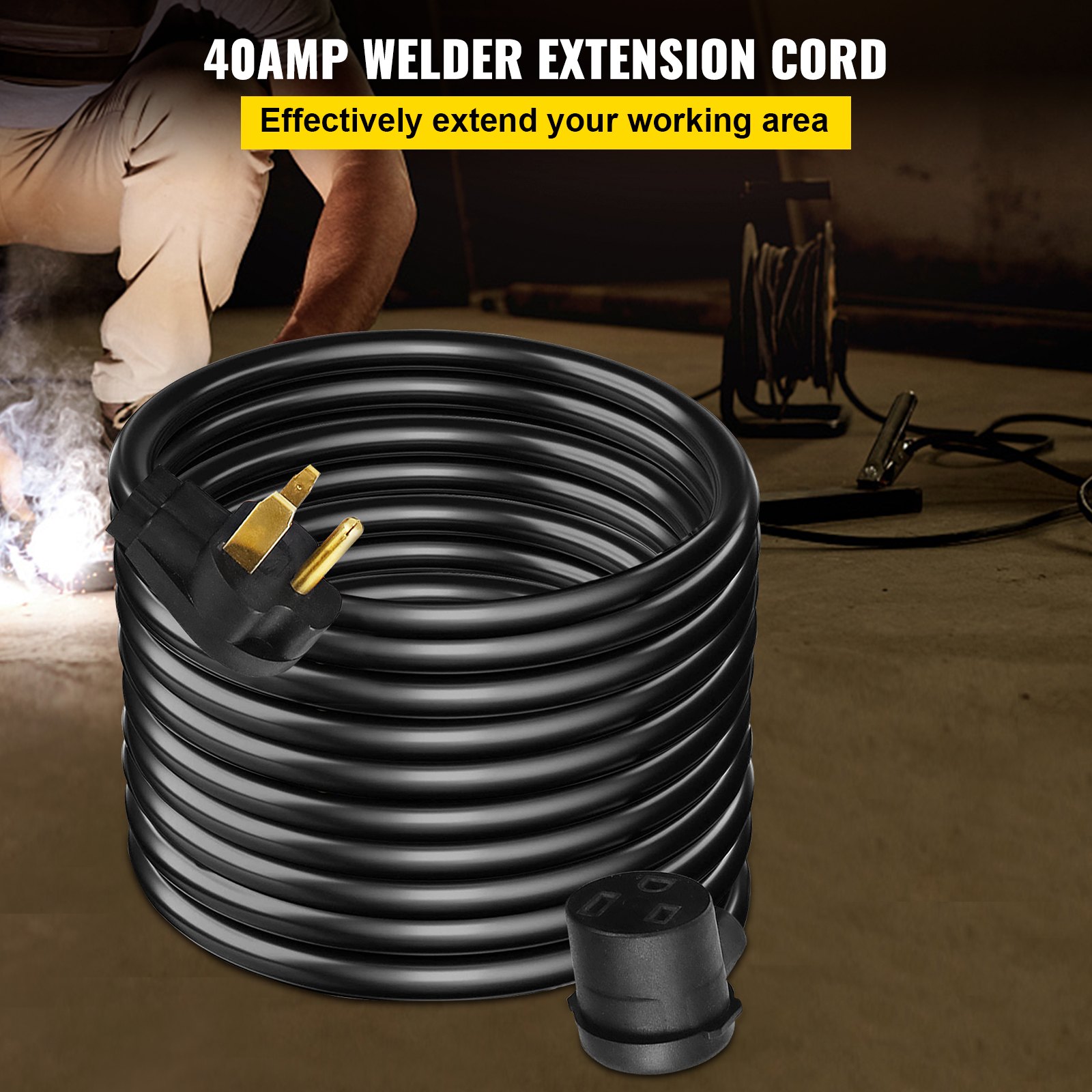 VEVOR Welder Extension Cord 40Amp 25ft 250V, Welding Power Cord with ...