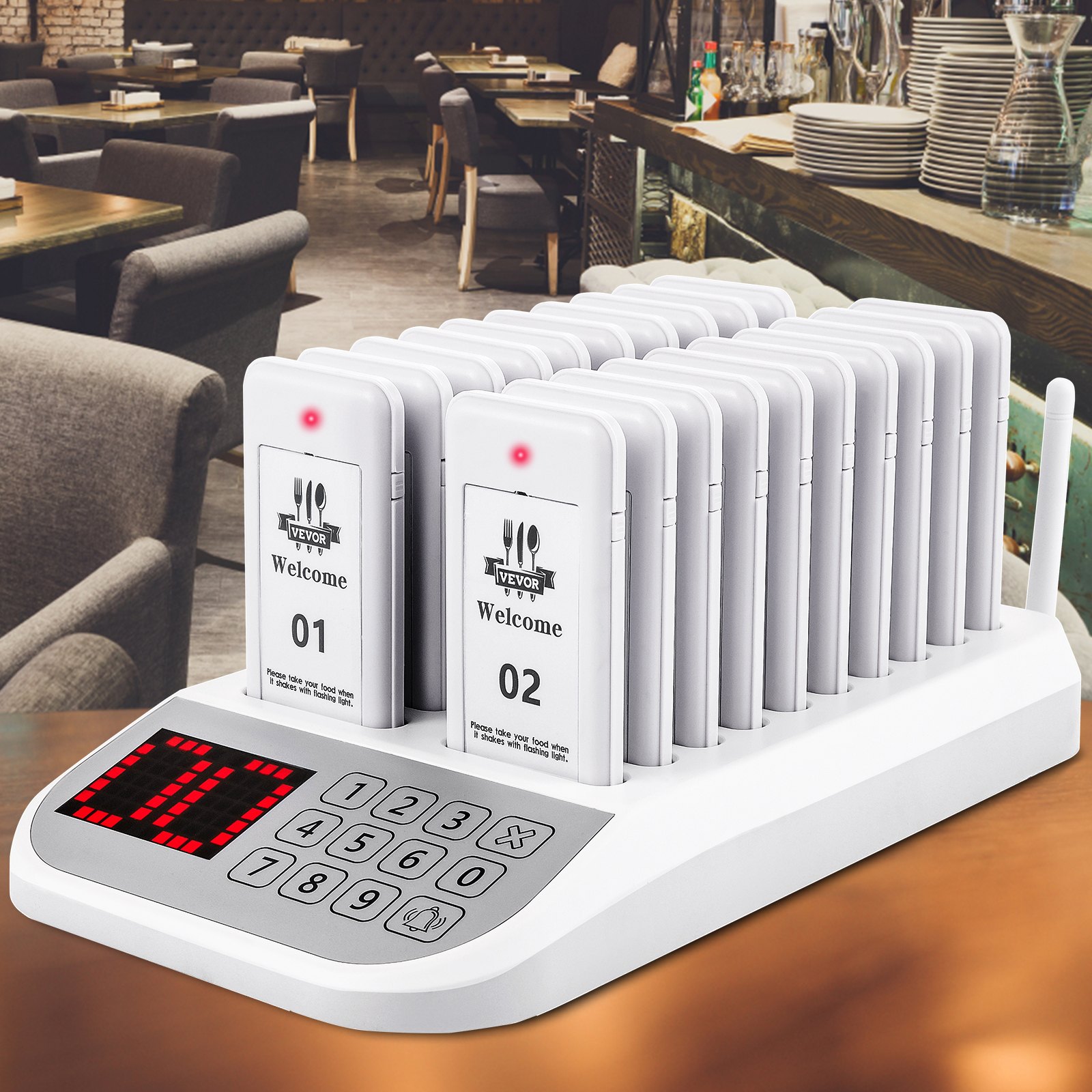 VEVOR Restaurant Pager System 20 Coasters Max 98 Nursery Pager Wireless ...