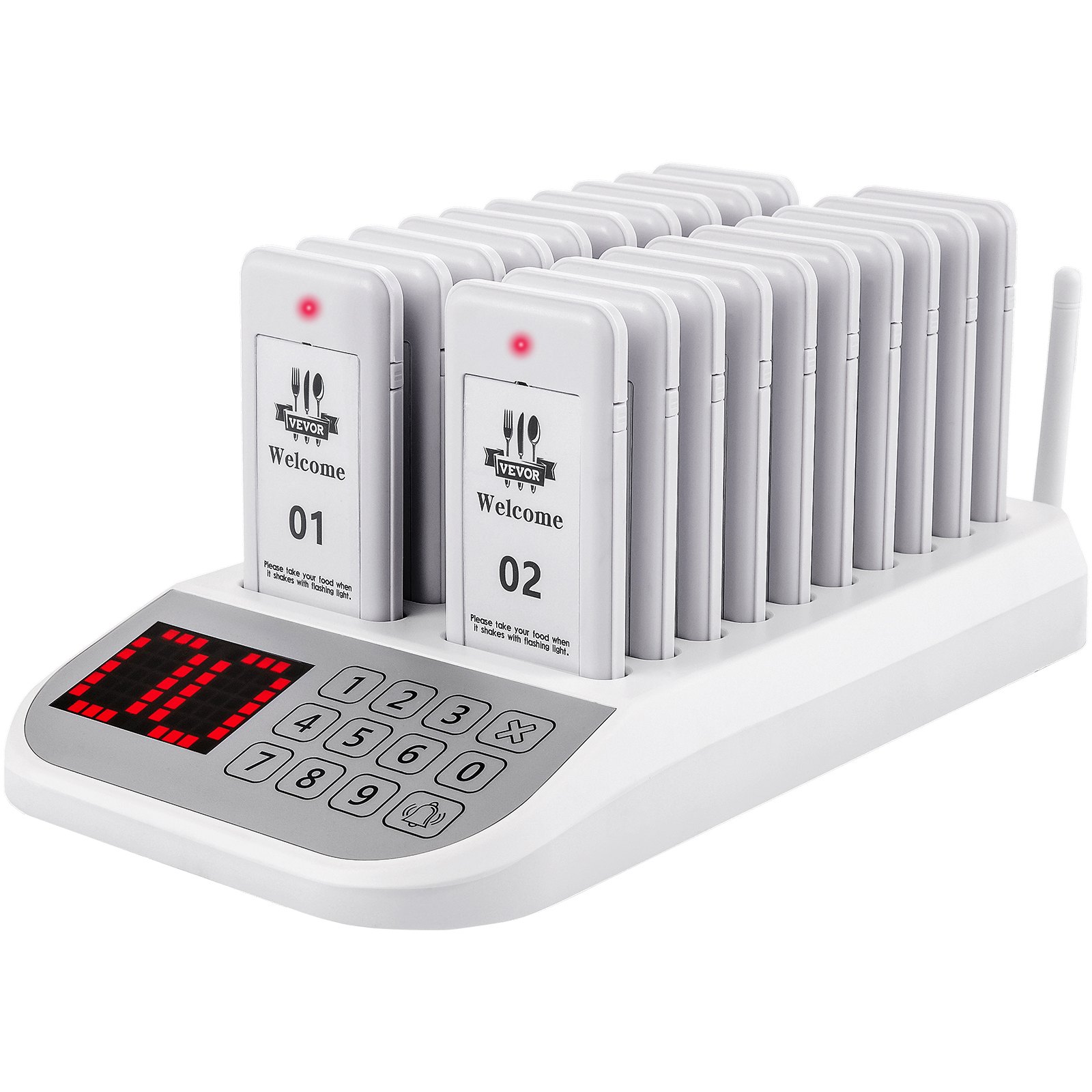 VEVOR Restaurant Pager System 20 Coasters Max 98 Nursery Pager Wireless ...