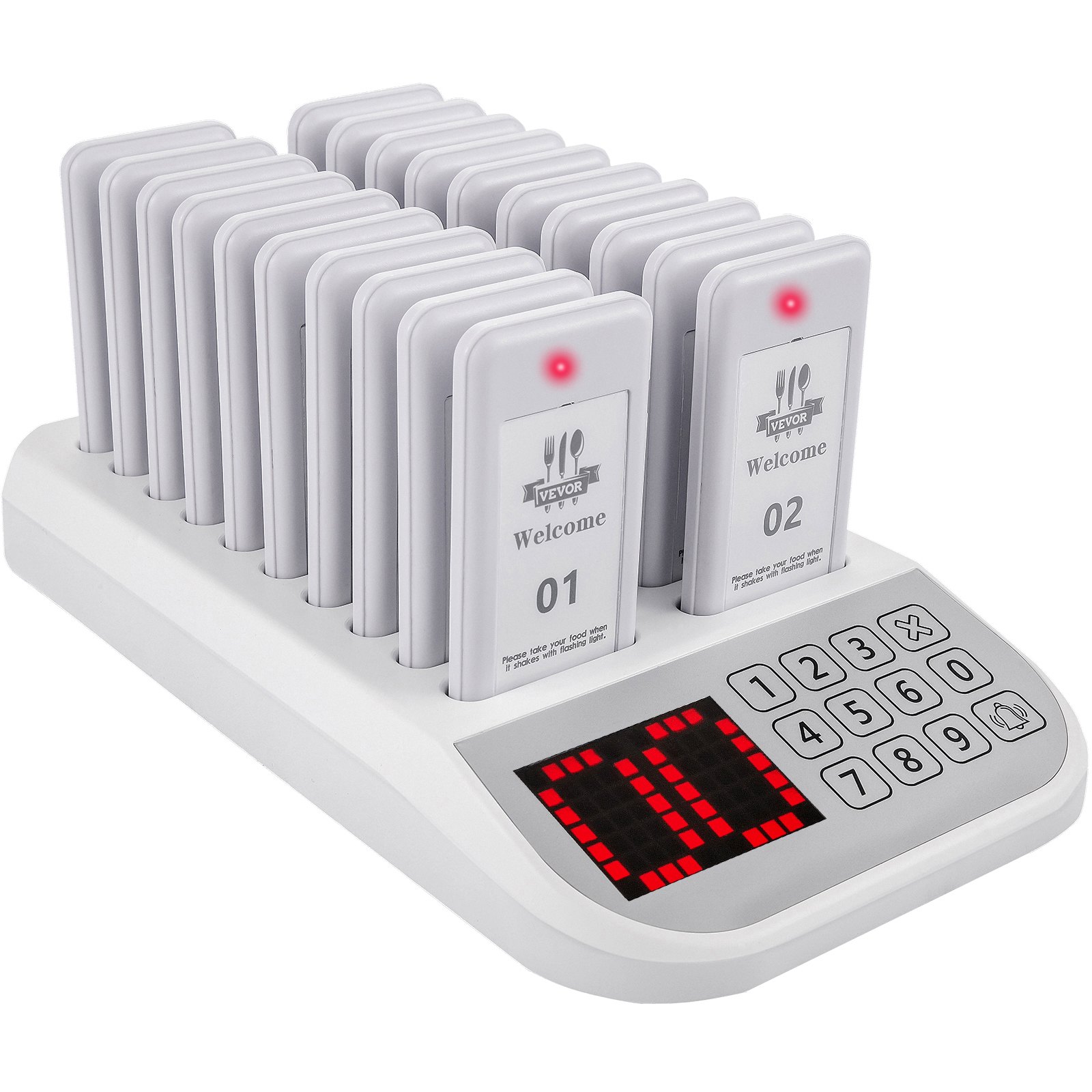 VEVOR Restaurant Pager System 20 Coasters Max 98 Nursery Pager Wireless ...