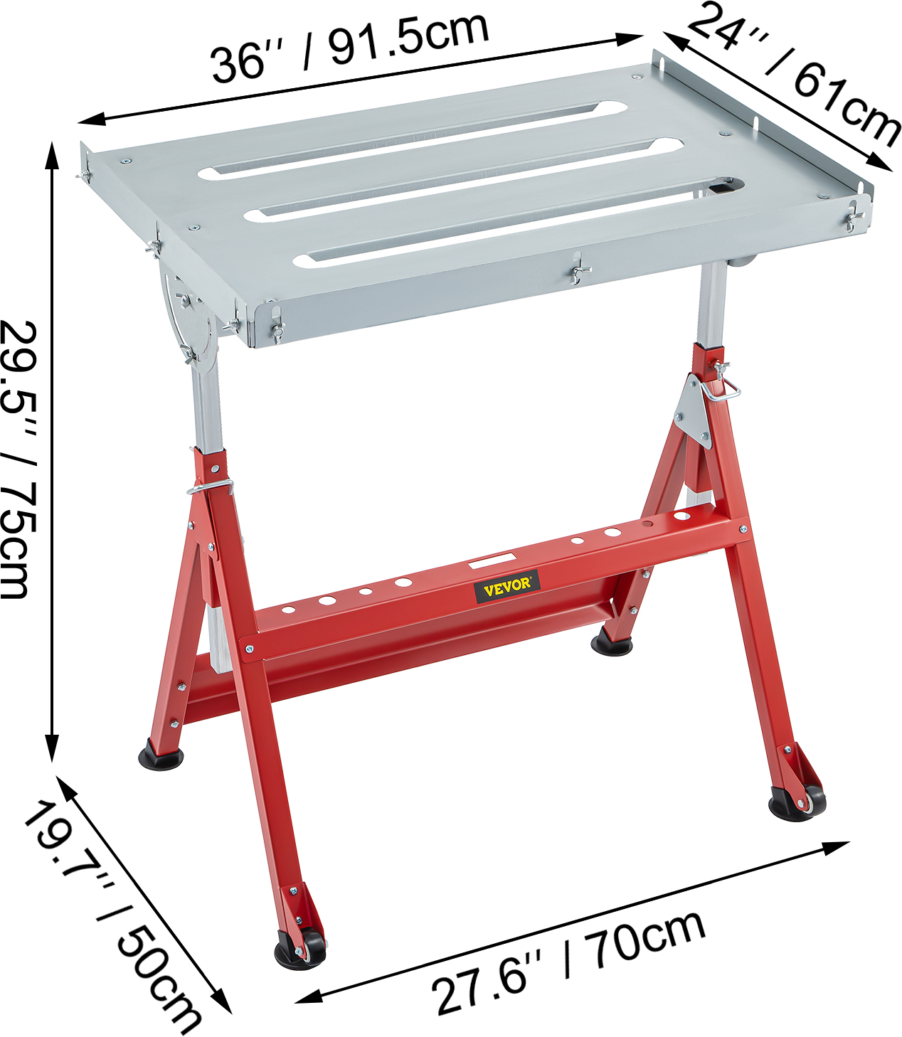 VEVOR Welding Table Steel Welding Table 91.5 x 61 cm Adjustable Height ...
