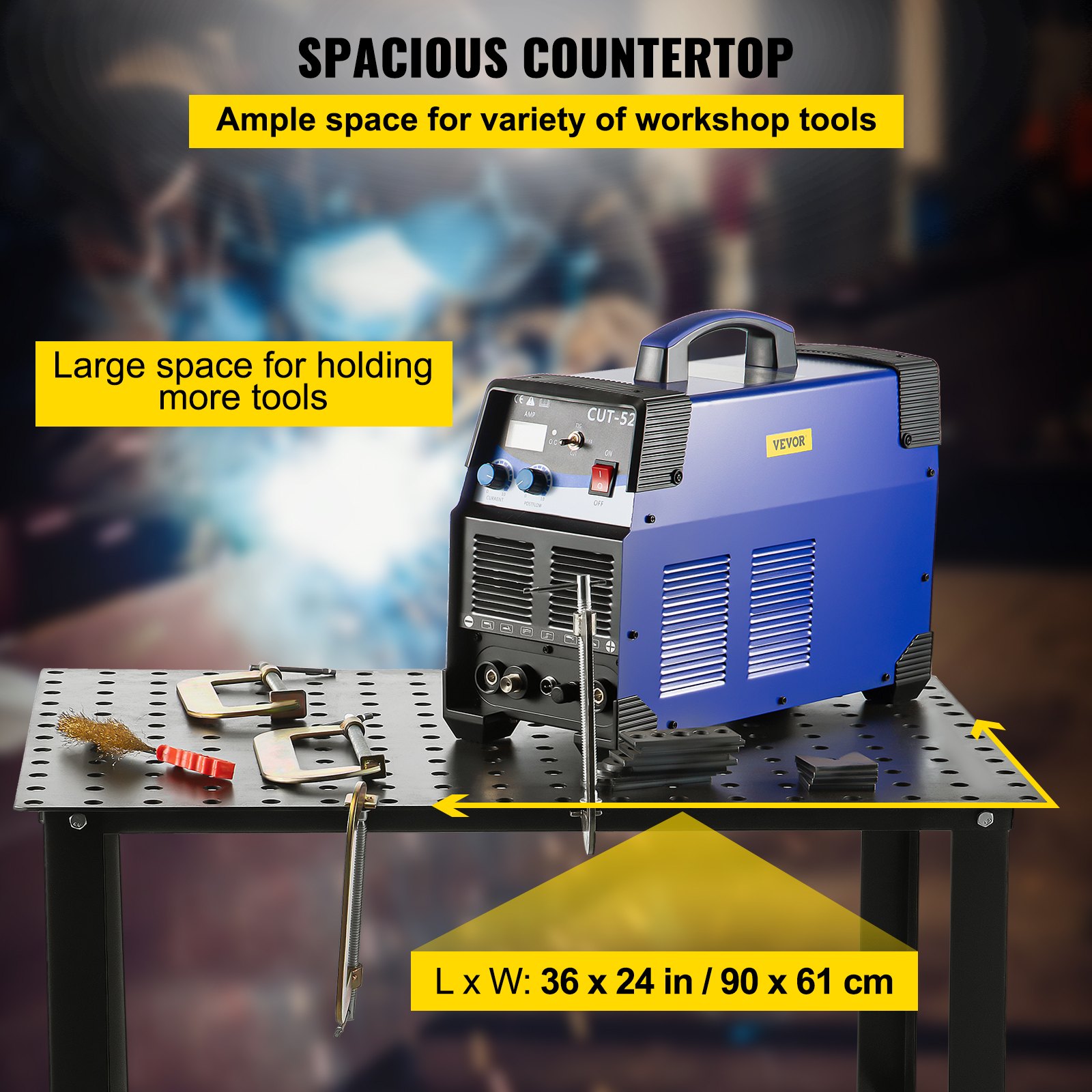 VEVOR Welding Table, 36" x 24" Adjustable Workbench, 0.12" Thick ...