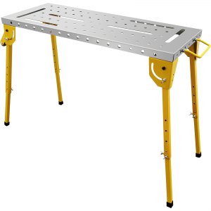 VEVOR Welding Table, 46" x 18" Table Top, Steel Portable Workbench with ...