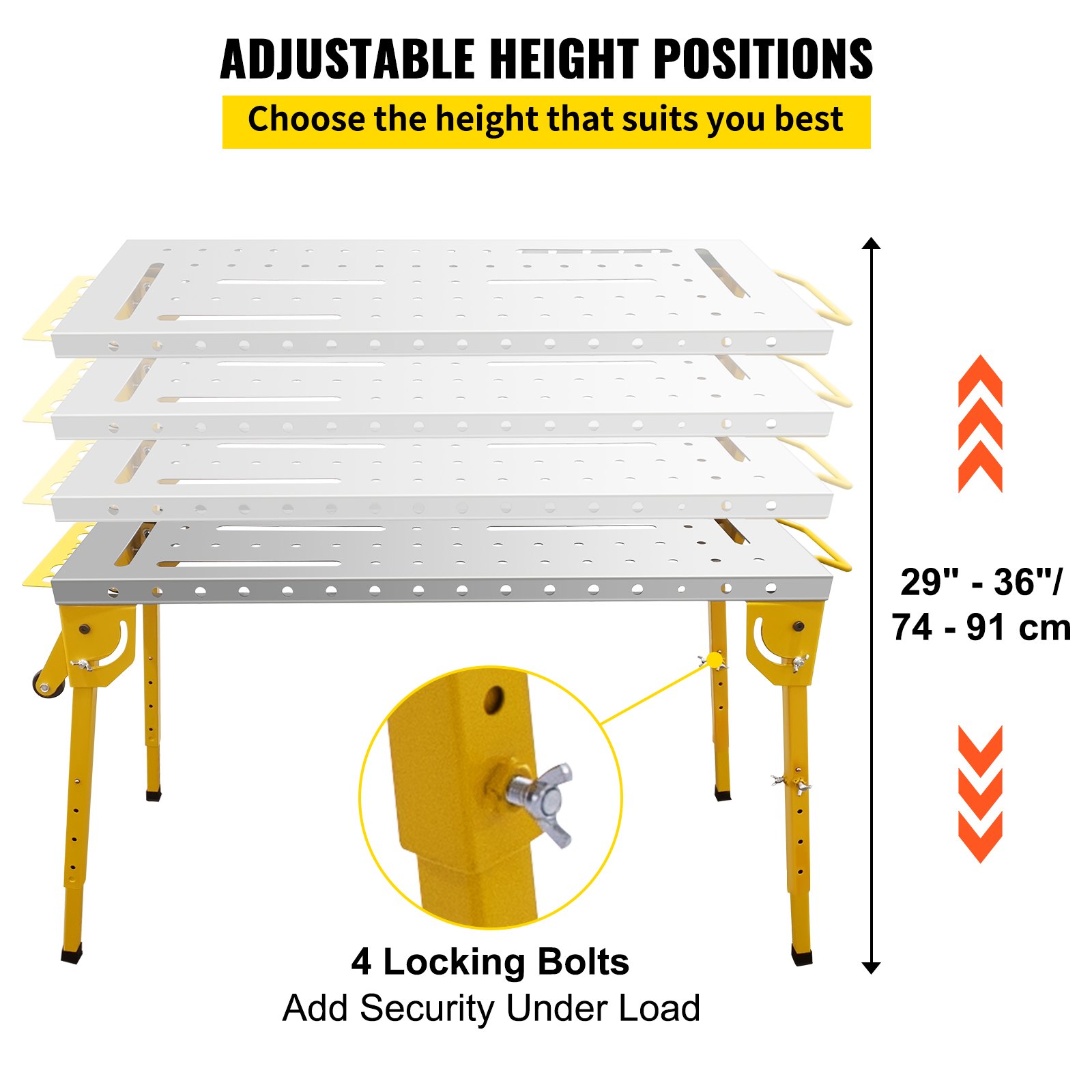 VEVOR Welding Table, 46" x 18" Table Top, Steel Portable Workbench with ...