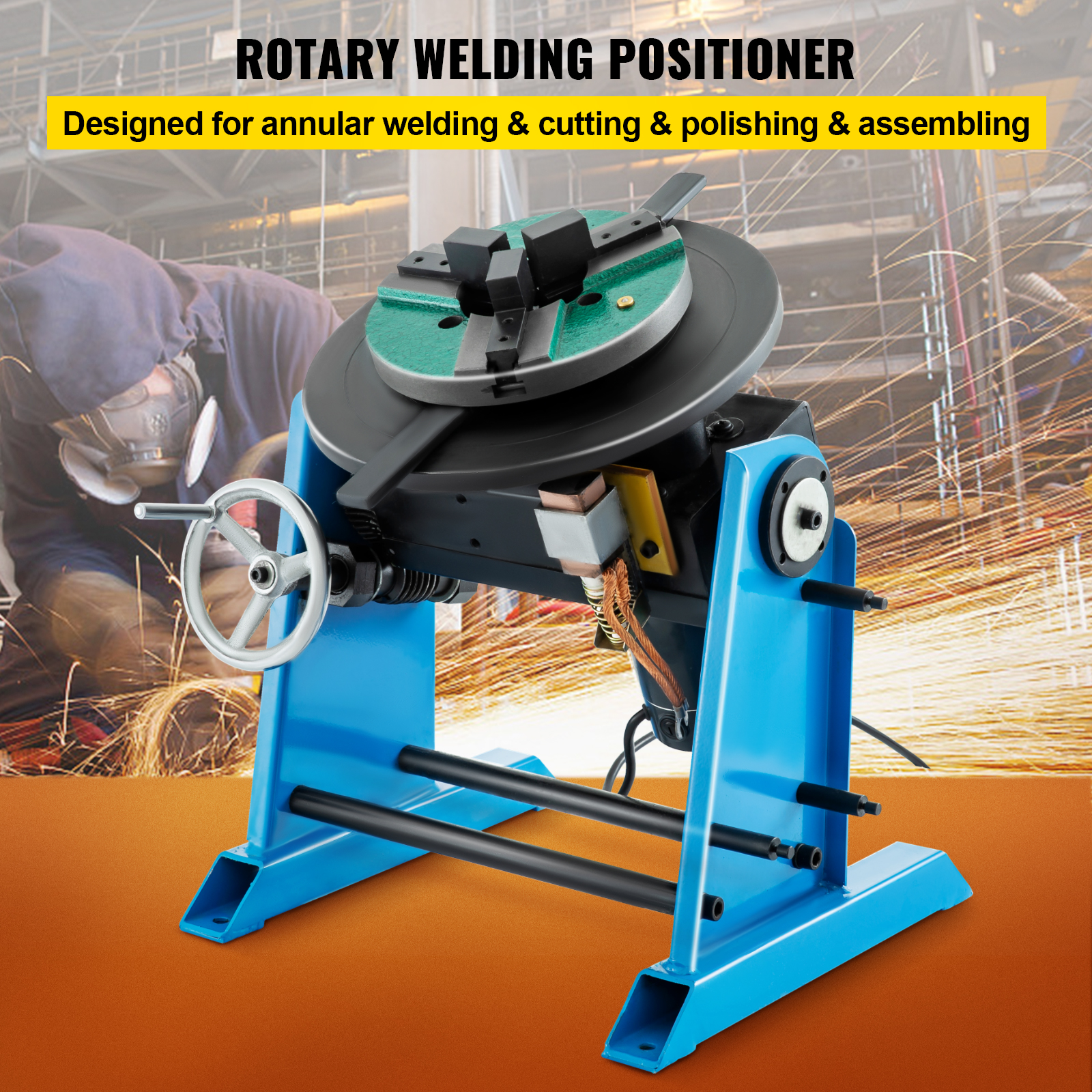 Vevor 110v Rotary Welding Positioner Turntable Table 3 Jaw Lathe Chuck ...