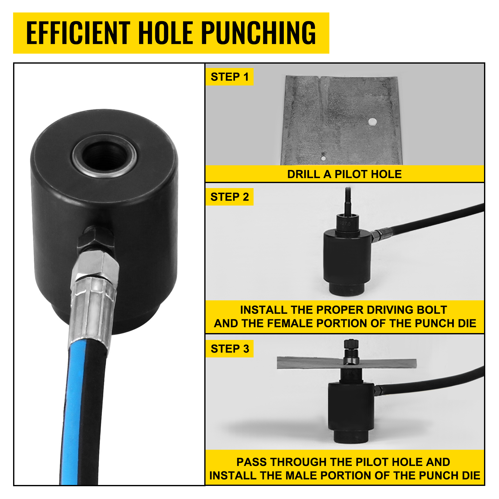 10 Ton 6 Dies Hydraulic Knockout Punch 1/2" - 2" Electrical Conduit ...