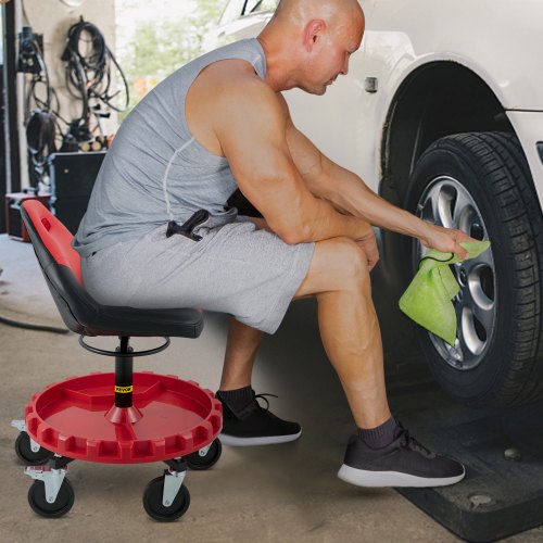 VEVOR Rolling Garage Stool, 300LBS Capacity, 21"-26" Adjustable Height ...