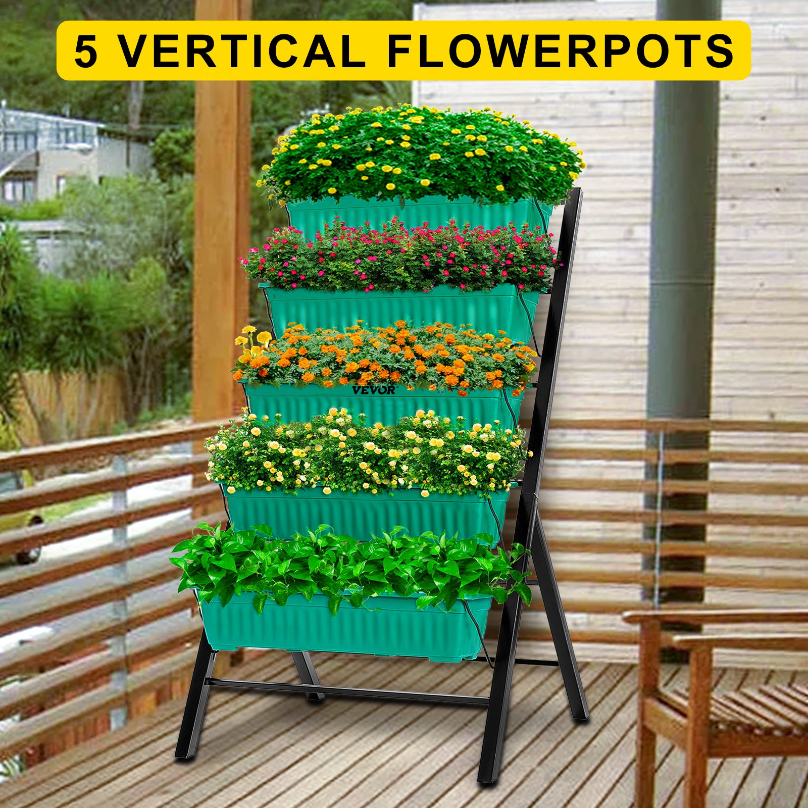VEVOR Vertical Garden Planter 4 Feet Vertical Planters Outdoor with 5 ...