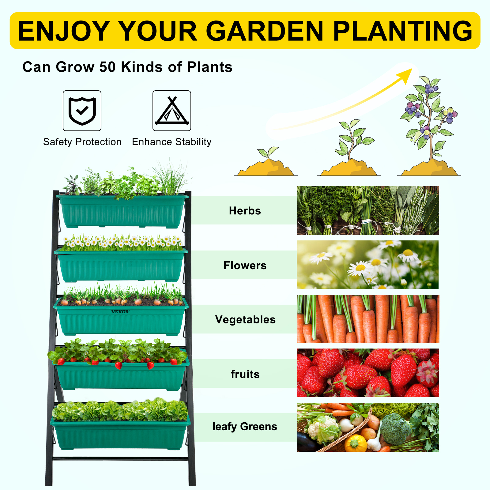 VEVOR Vertical Garden Planter 4 Feet Vertical Planters Outdoor with 5 ...