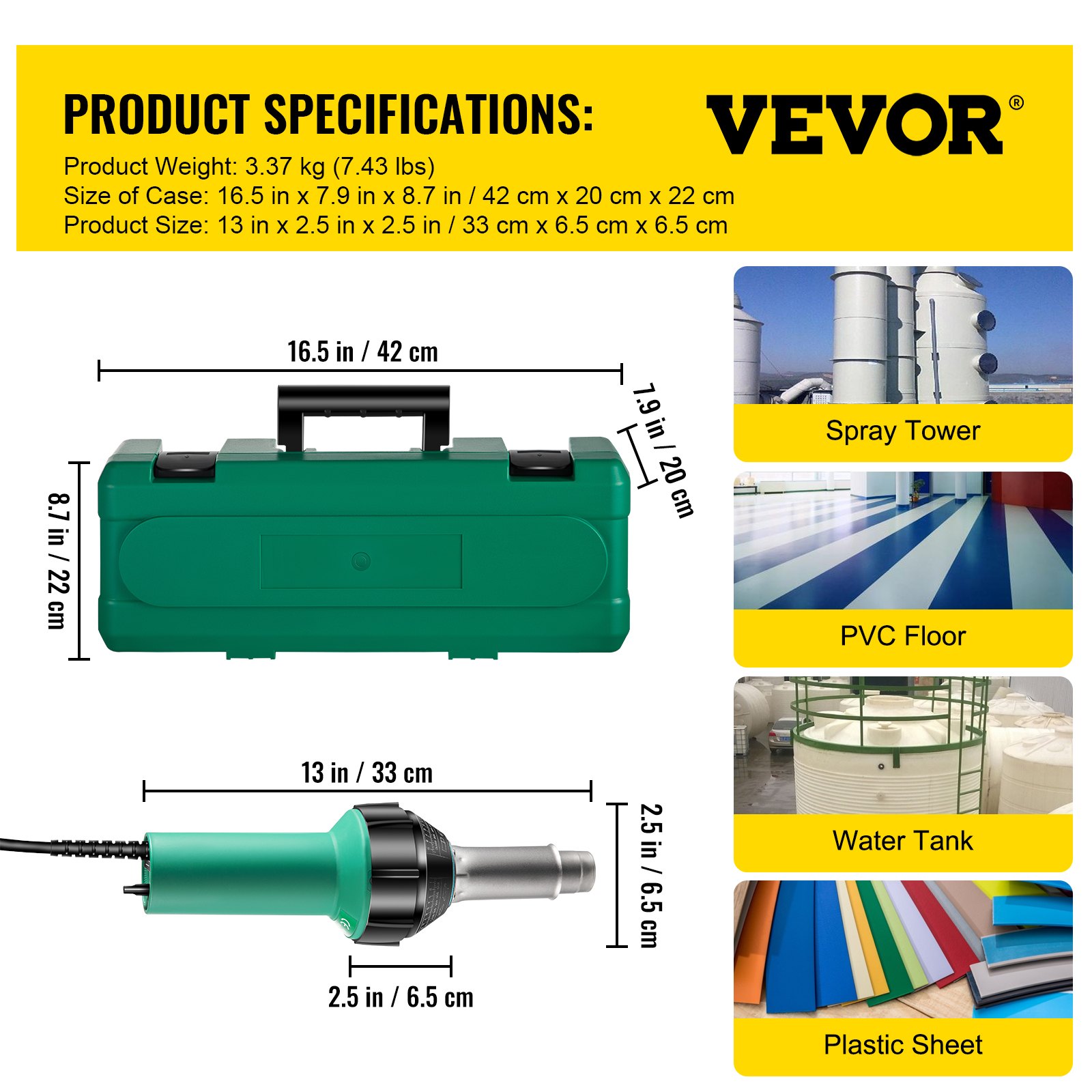 VEVOR Roofing Welder, 6 Pcs PVC Welding Gun, 1600W Pvc Welder With Case ...