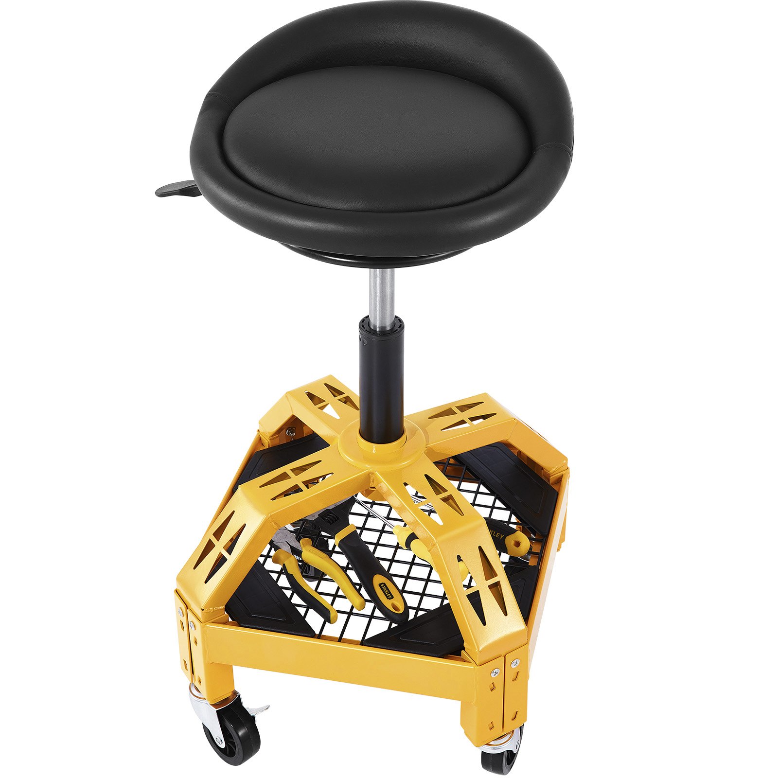 VEVOR Rolling Garage Stool, 300LBS Capacity, Adjustable Height from 24 ...