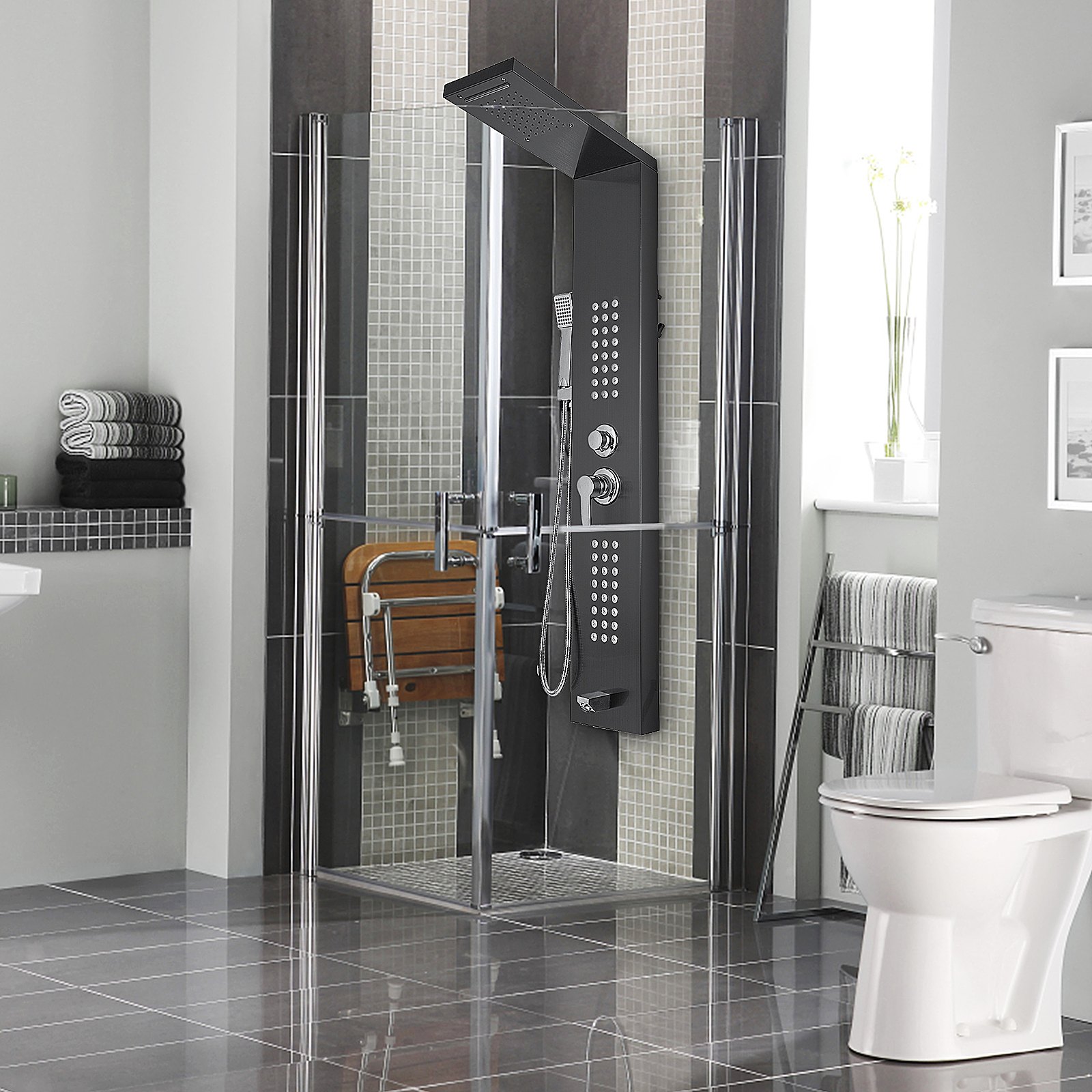 VEVOR Shower Panel Tower System Stainless Steel Multi-Function Shower ...
