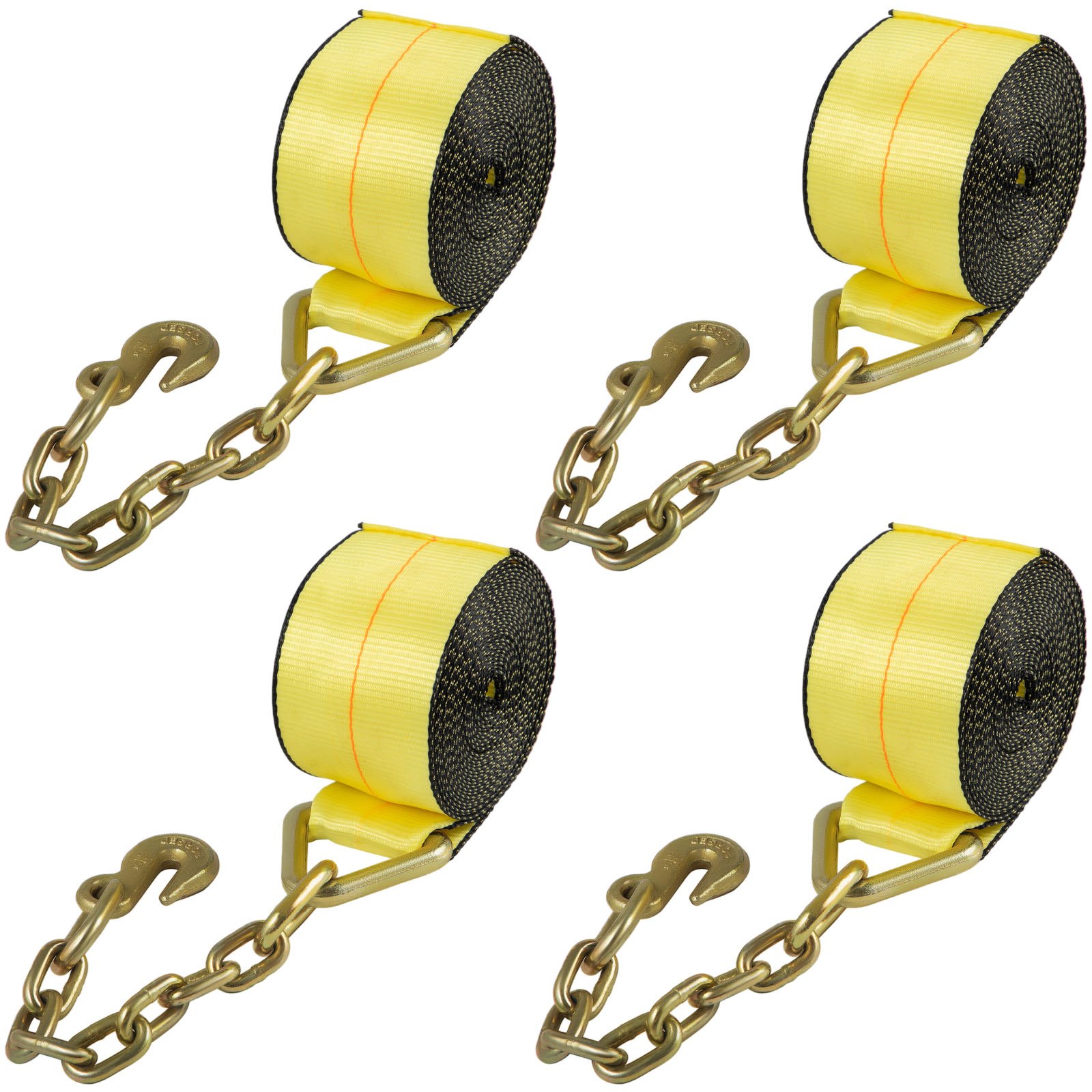 VEVOR Truck Straps, 4"x30' Winch Straps w/Chain Anchor, Flatbed Tie ...