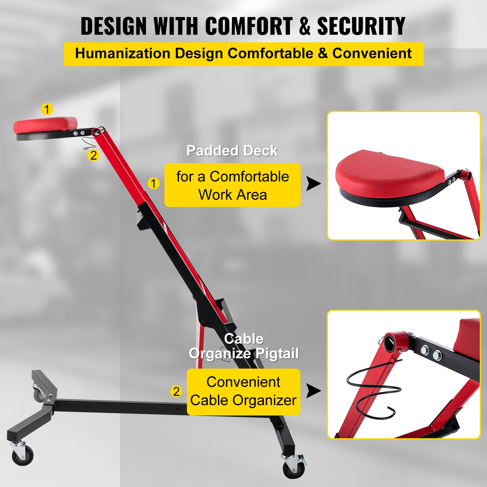 VEVOR Automotive Engine Creeper, Adjustable Height Foldable Creeper ...