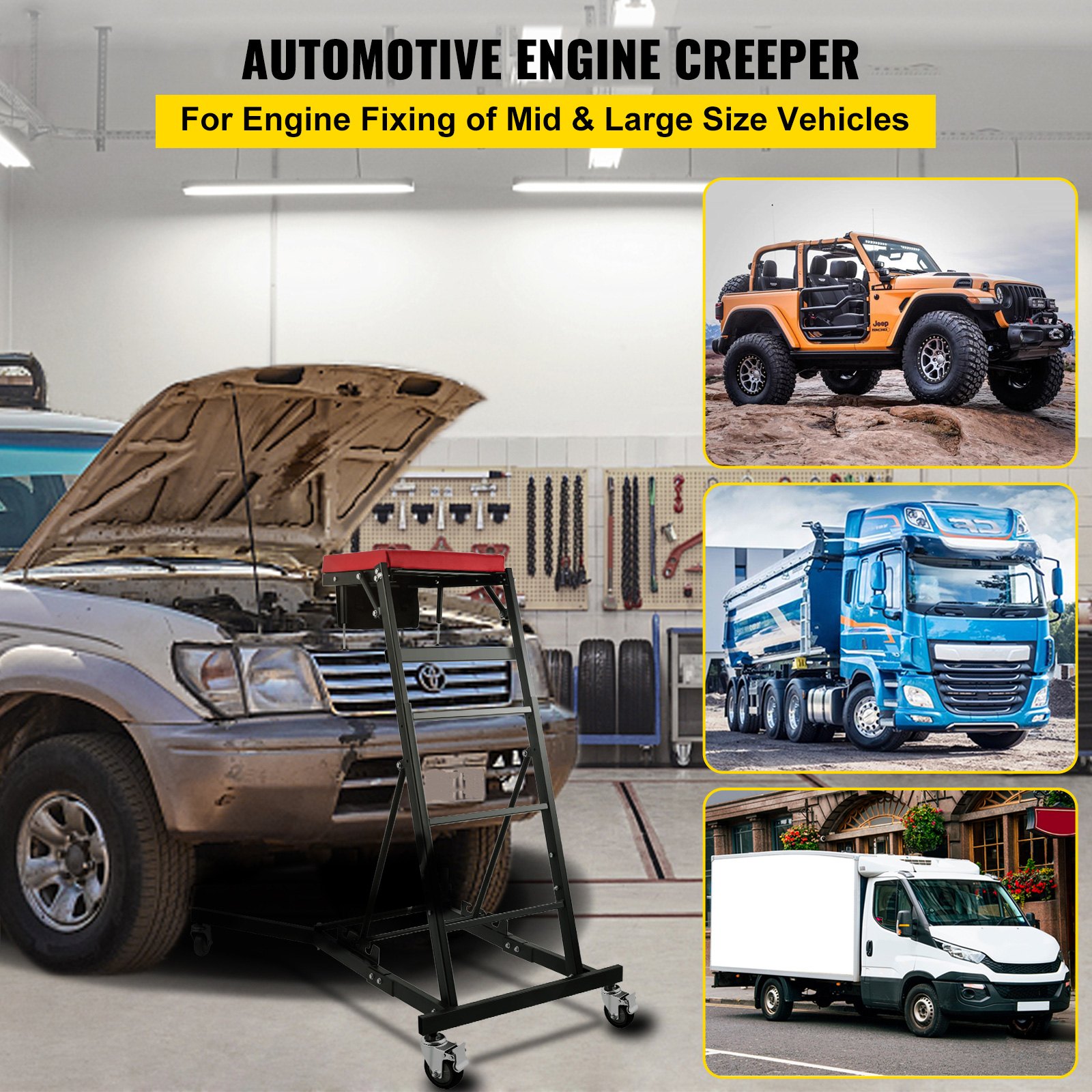 VEVOR Automotive Engine Creeper, Adjustable Height Foldable Creeper ...