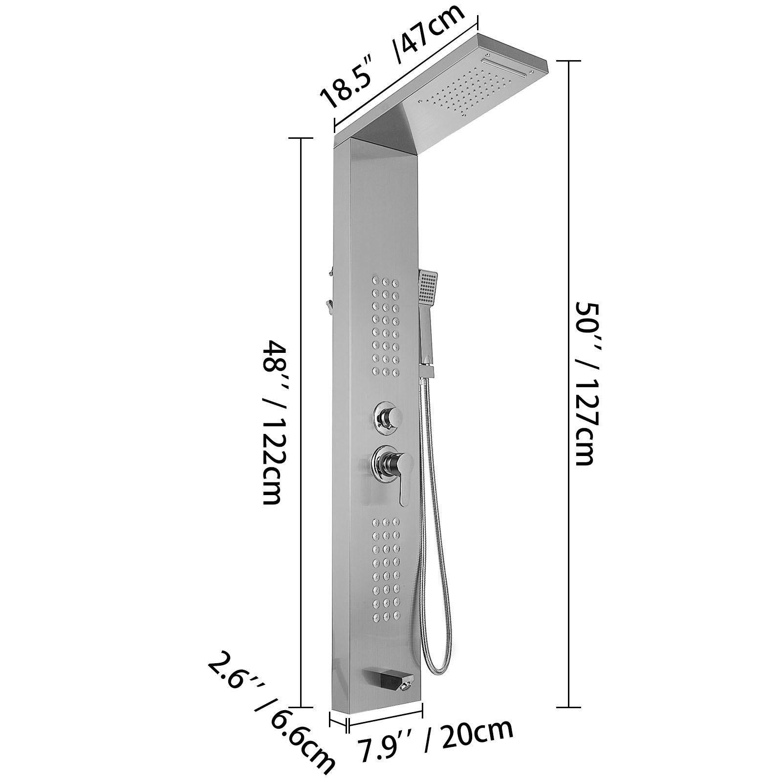 VEVOR Shower Panel Tower System Stainless Steel Multi-Function Shower ...