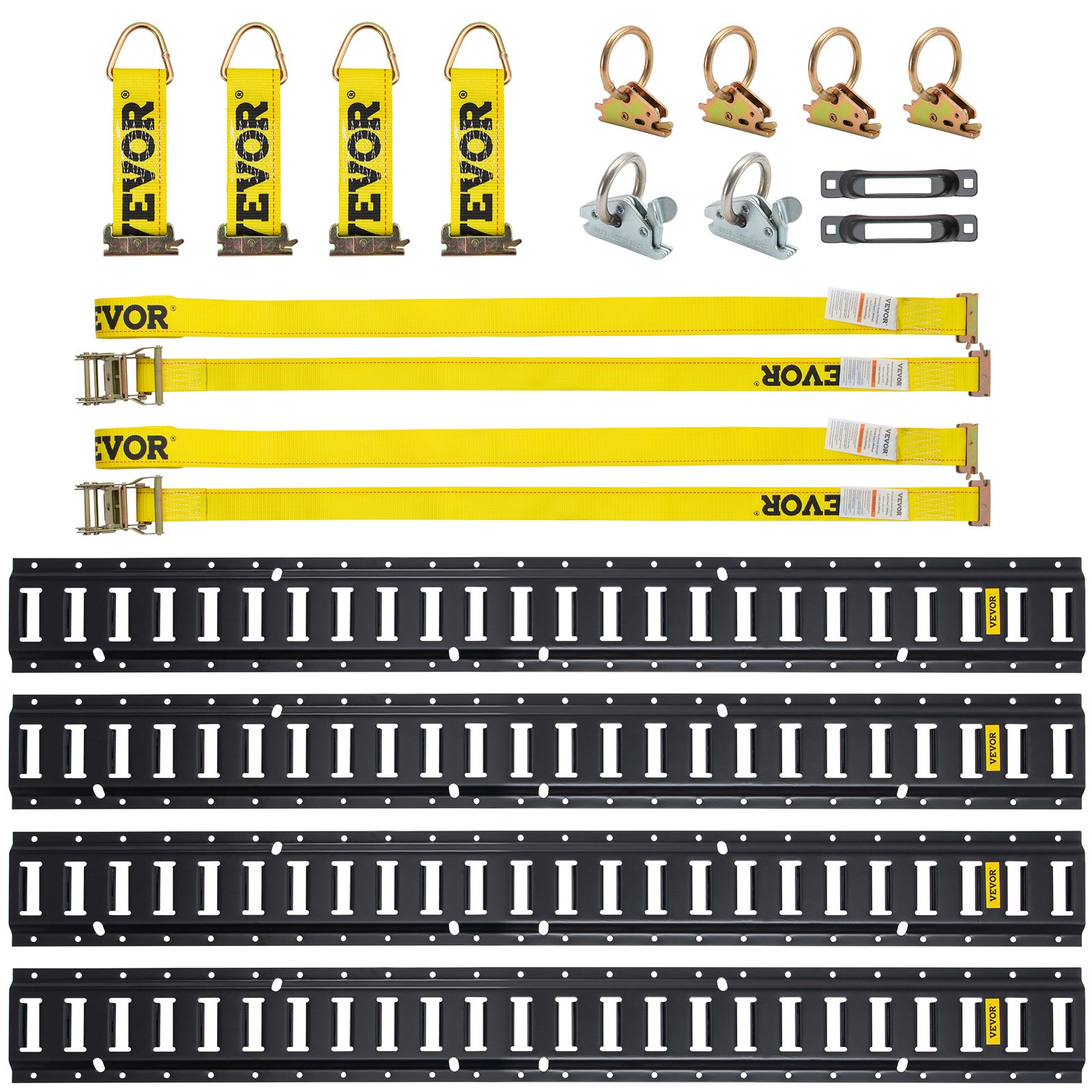 VEVOR E Track Tie-Down Rail Kit, 18PCS 5FT E-Tracks Set Includes 4 ...